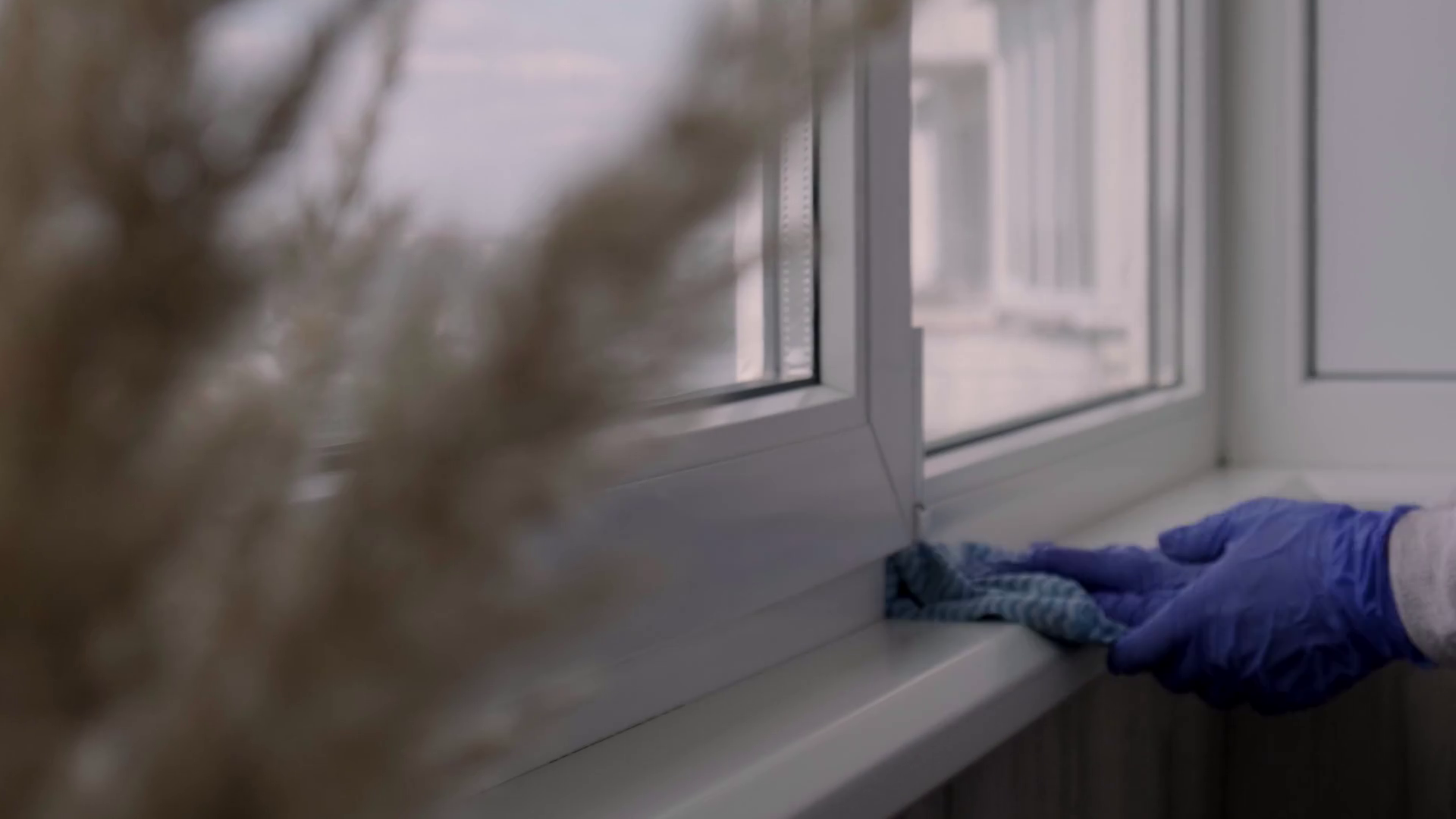 Cleaning Windowsill Wiping Dust Blue Stock Footage SBV-348450139 ...