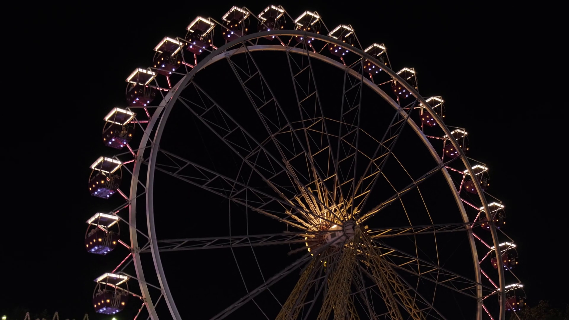 Ferris Wheel Lights At Night Neon Colored Stock Footage SBV-348470549 ...