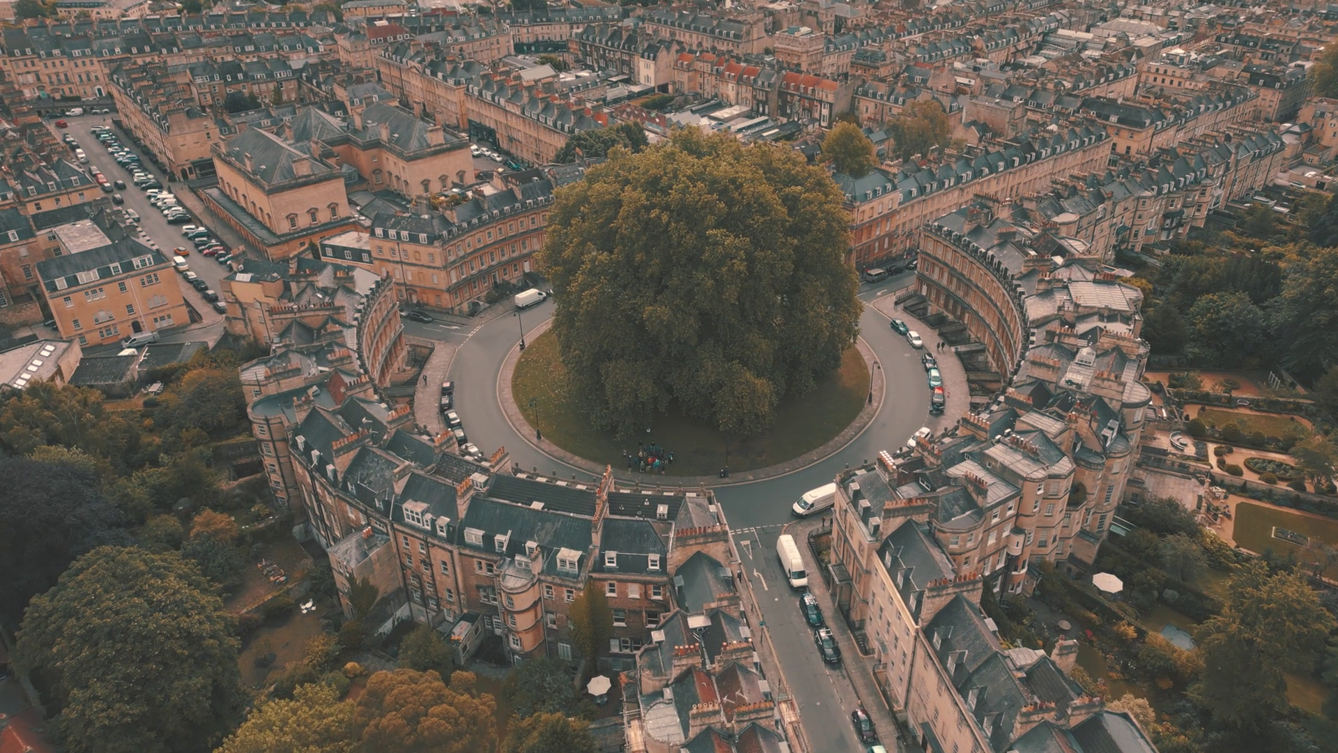 Aerial View Of Roundabout In City Of Bath Uk Stock Footage SBV ...