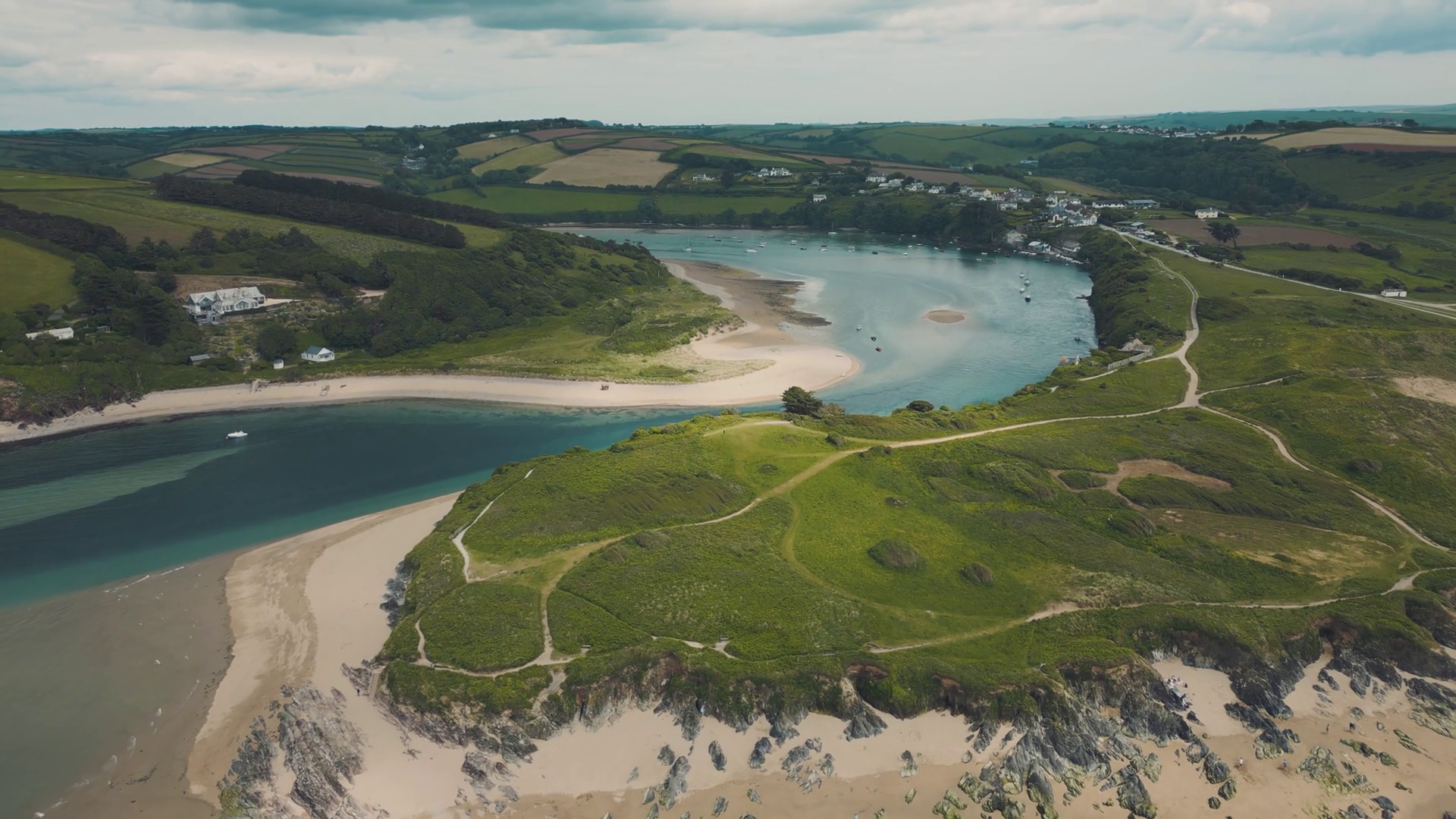 Aerial View Of River Avon Estuary In Devon Uk Stock Footage SBV ...