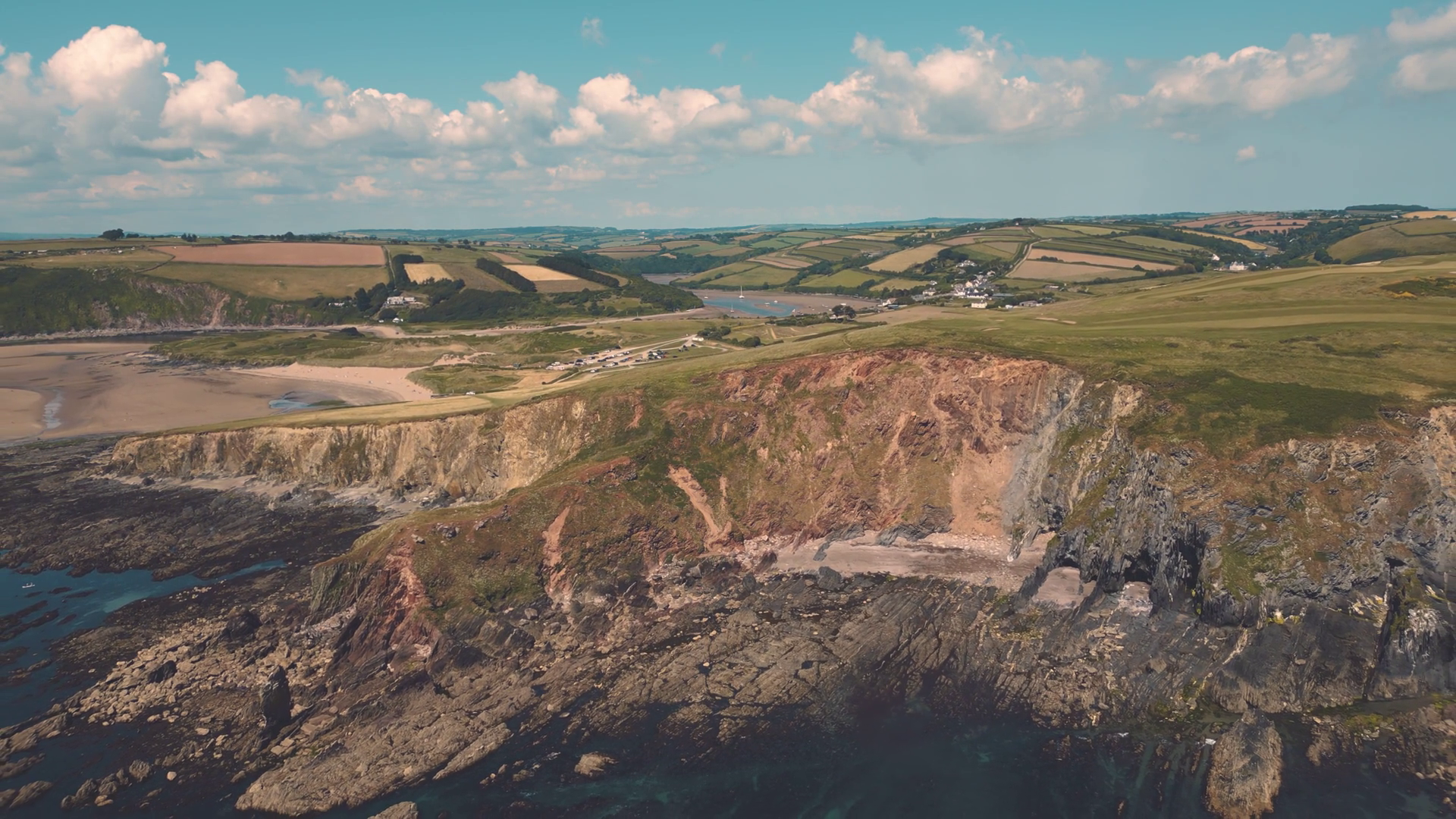 Aerial View Of Bantham Beach Devon Uk Stock Footage SBV-351872643 ...