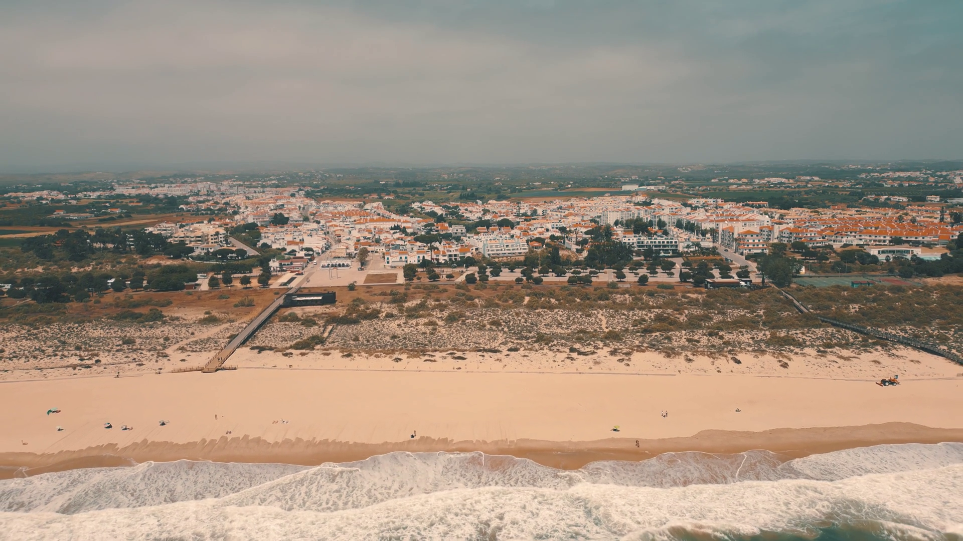Aerial View Of Cacela Velha Beach Portugal Stock Footage SBV-352200528 ...