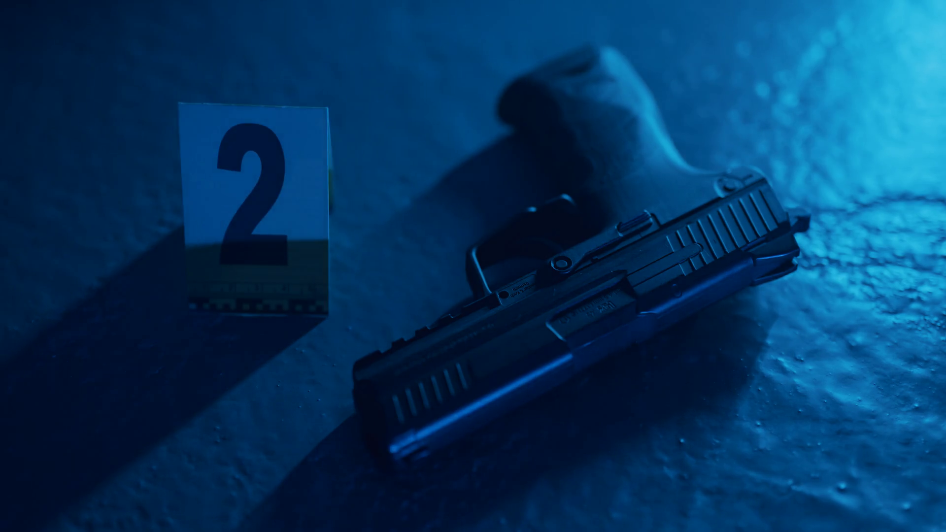 Evidence Marker Next To Gun At Crime Scene Stock Footage SBV-351857937 ...
