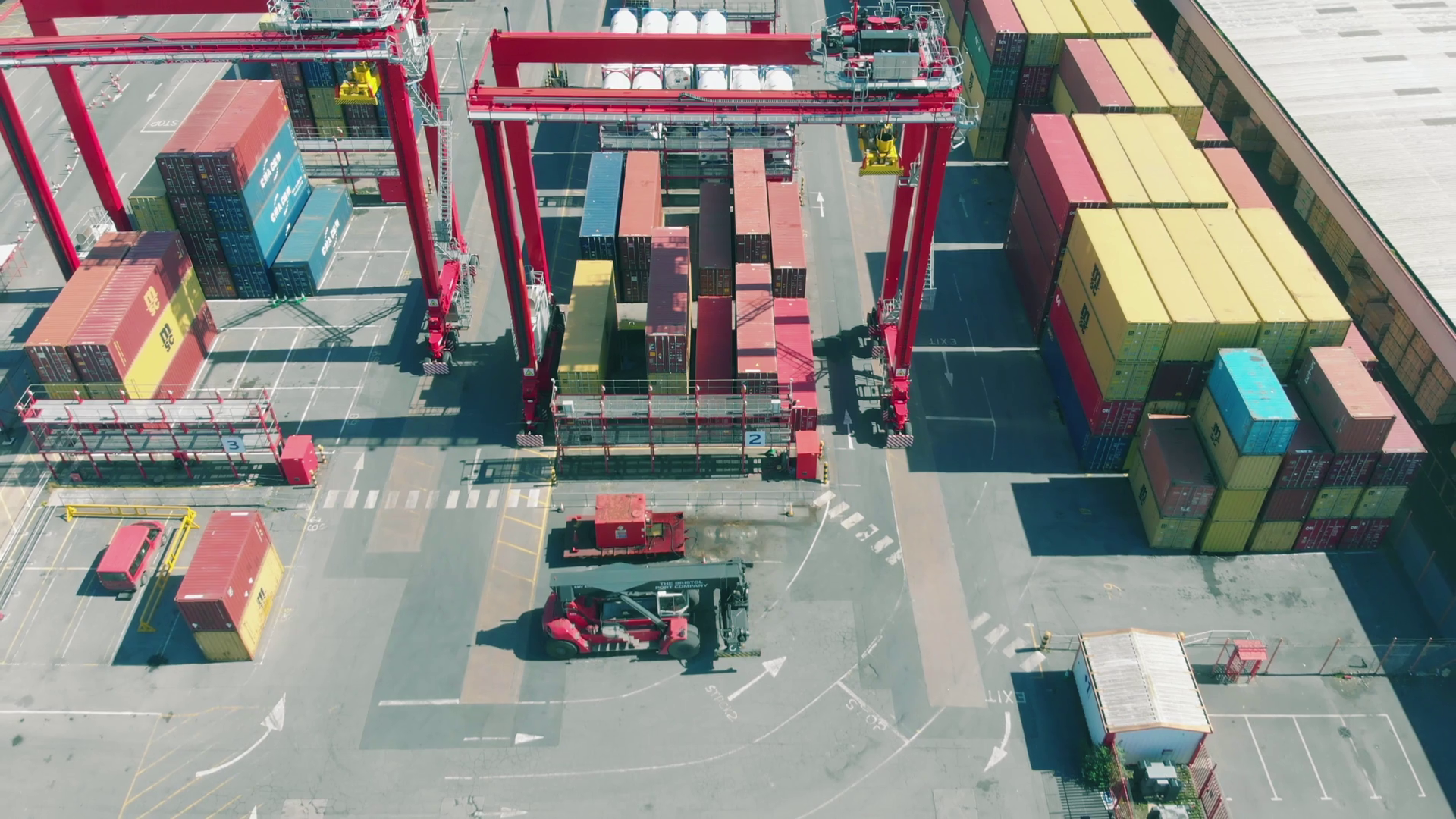 Aerial View Of Shipping Containers In Port Stock Footage SBV-352017346 ...