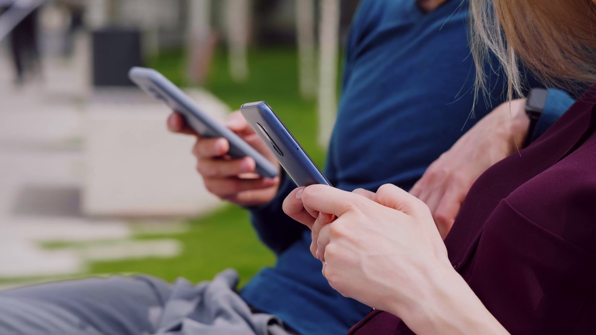 Man Woman Holding Phones In Hands Texting Stock Footage SBV-352053433 ...