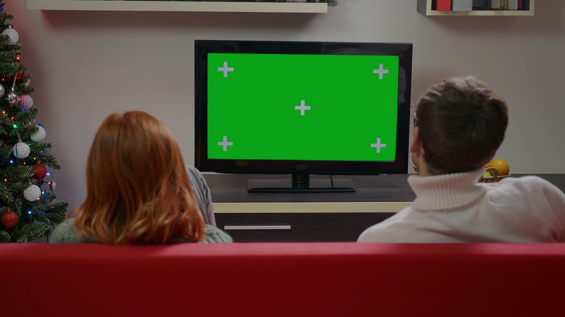 Couple Watches Green Screen Tv Mockup Stock Footage SBV-352584759 ...