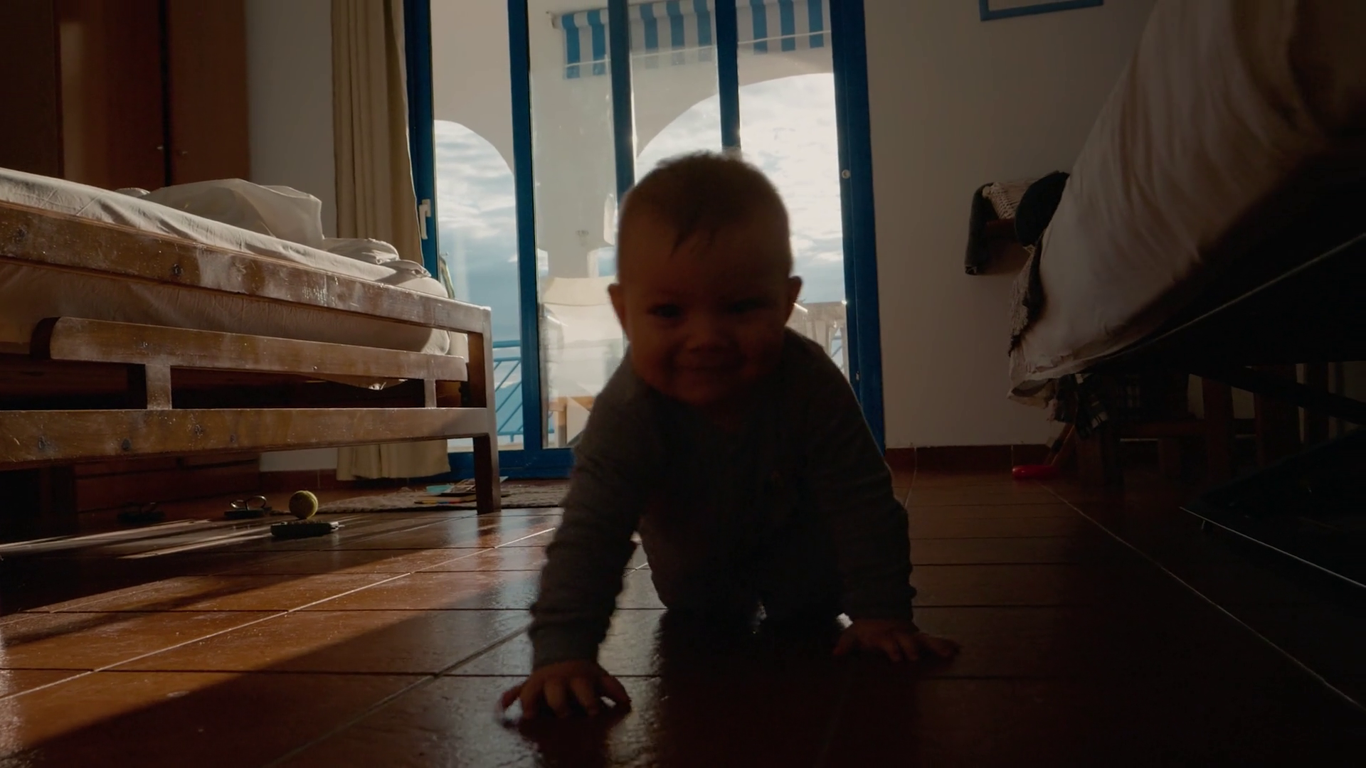 Smiling Toddler Crawling Quickly To Reach Stock Footage SBV-352055085 ...