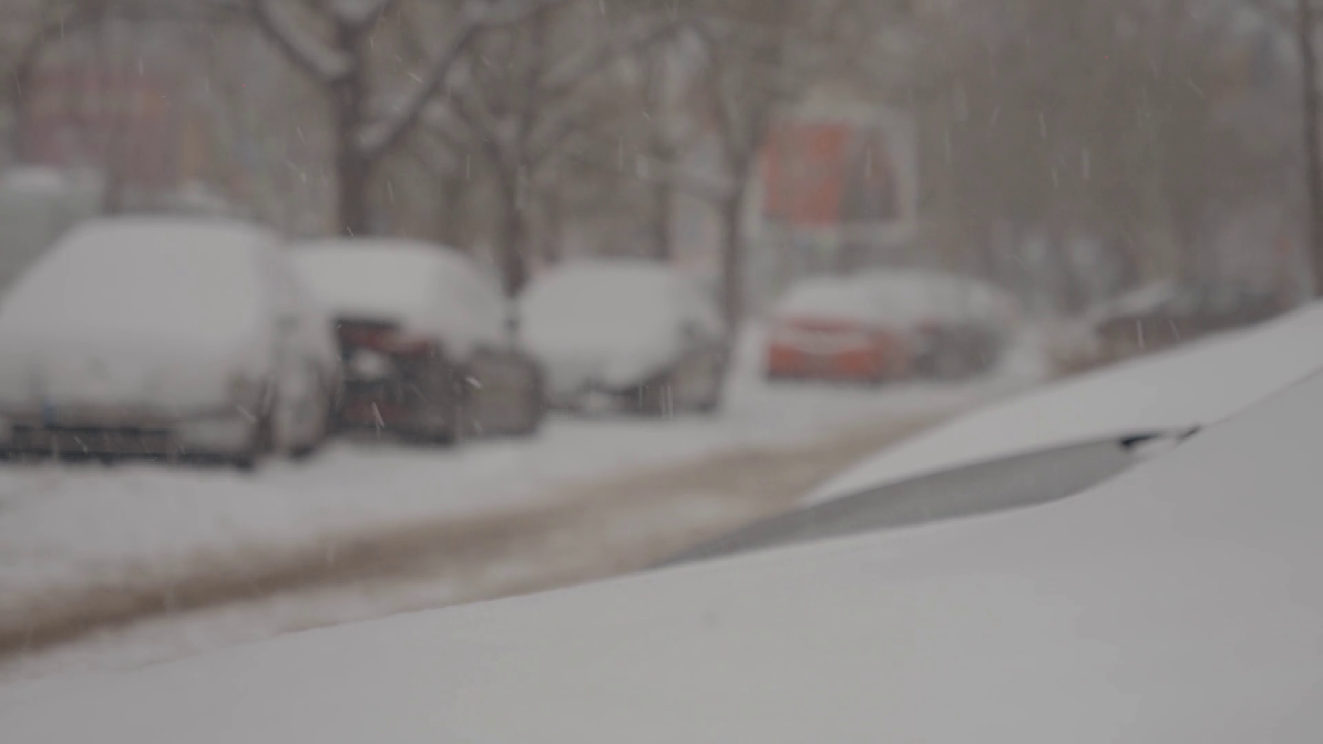 Gentle Snow Falls Over Busy City Landscape Stock Footage SBV-352639555 ...