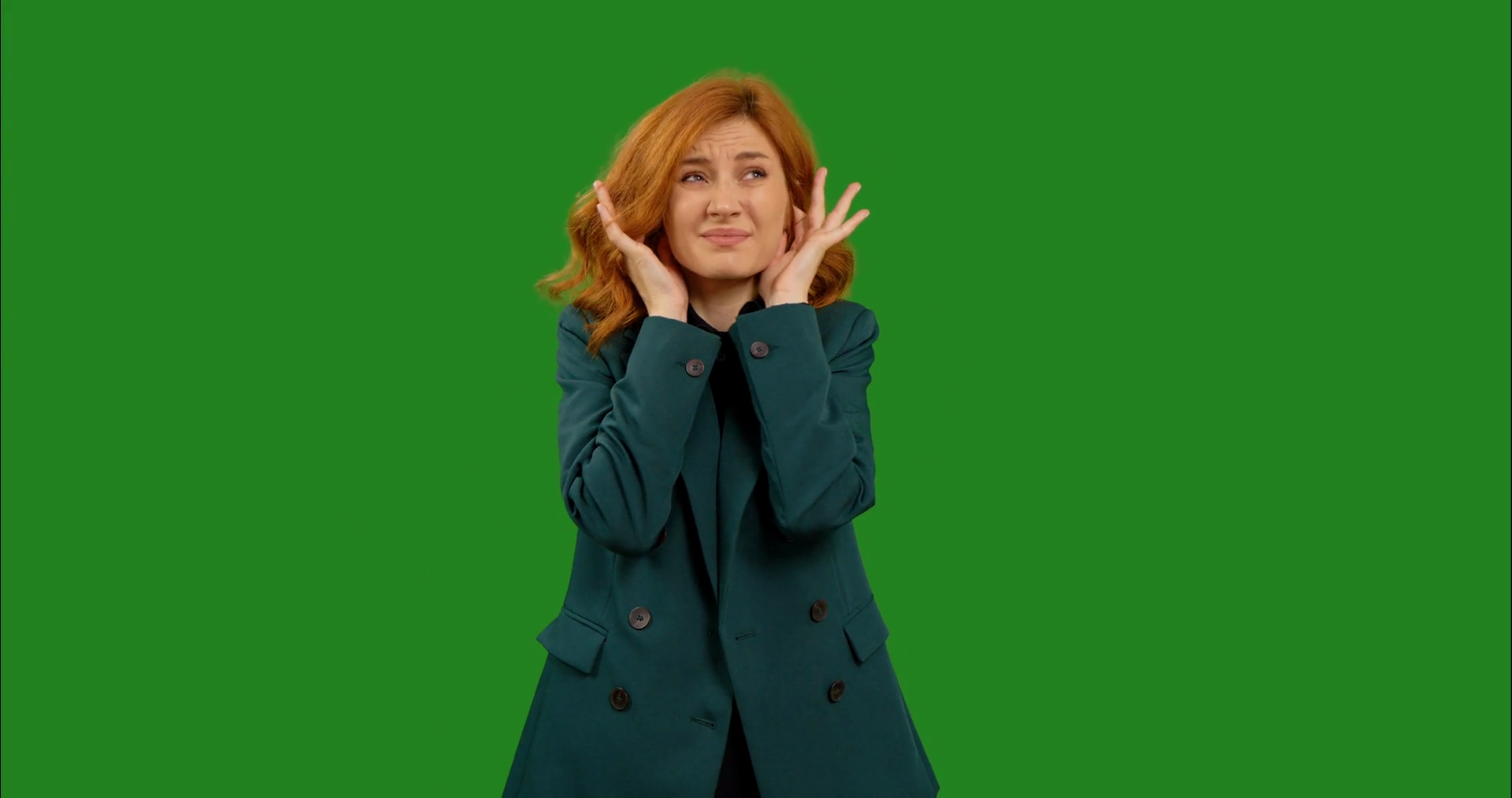Woman Hears Loud Noise Covers Ears On Green Stock Footage SBV-351664894 ...