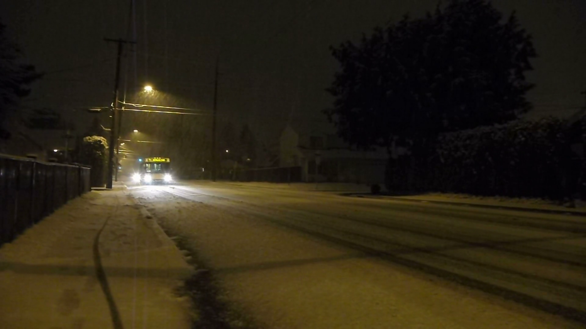 City Bus Driving During Snow Storm At Night Stock Footage SBV-327243262 ...