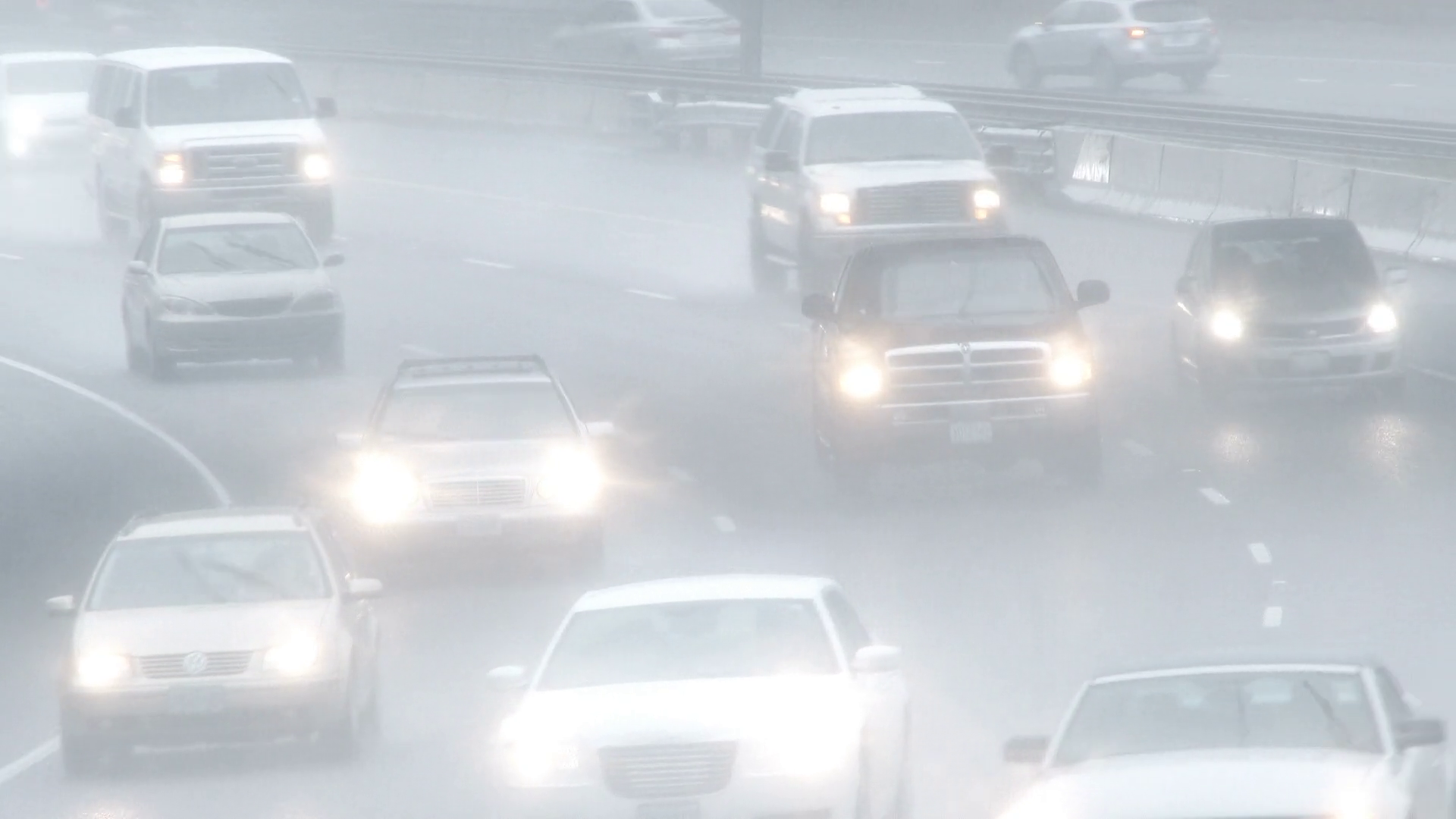 Heavy Rain Traffic On Wet Highway Stock Video Footage - Storyblocks