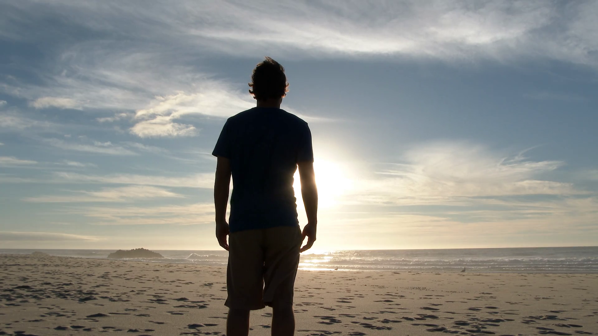 Silhouetted Man Feeling Good At Beach Stock Footage SBV-326887045 ...