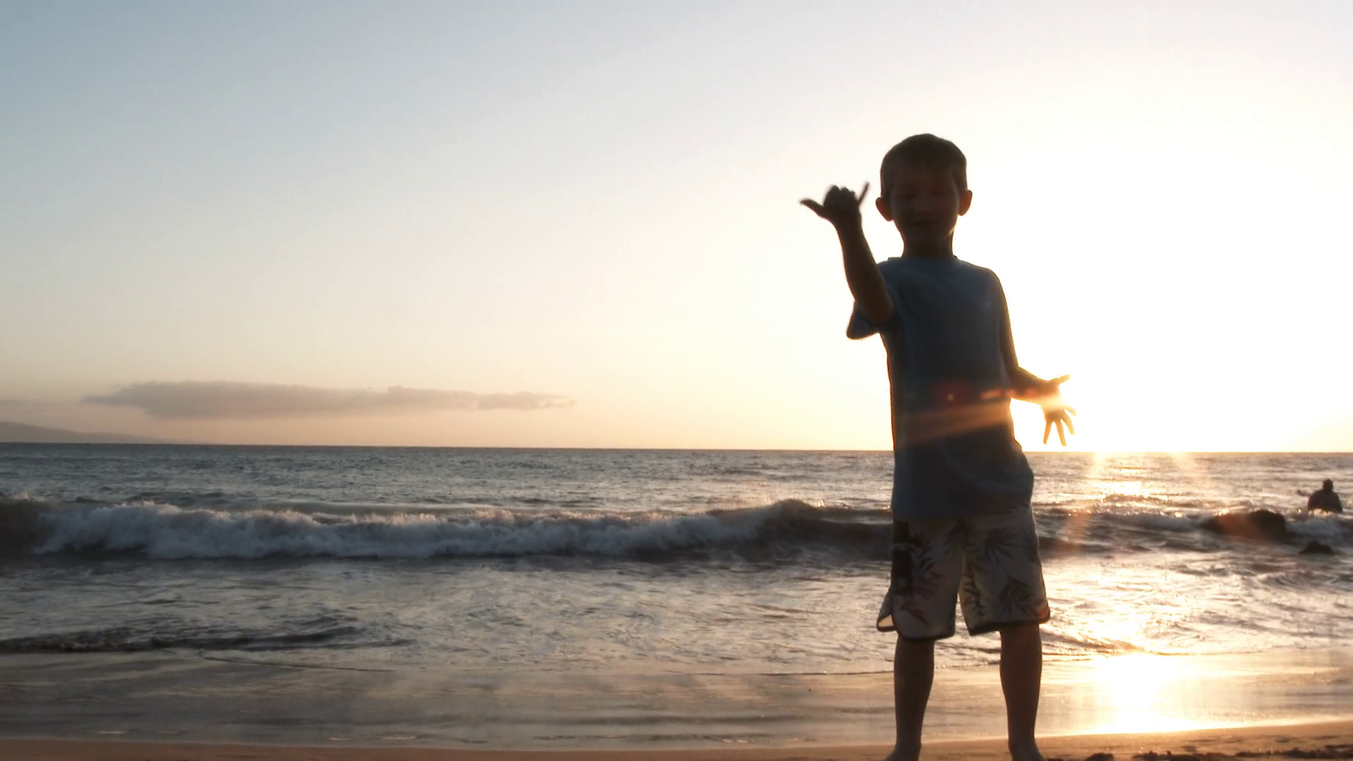 Young Boy Gives Hawaiian Shaka Sign At The Beach Stock Video Footage ...