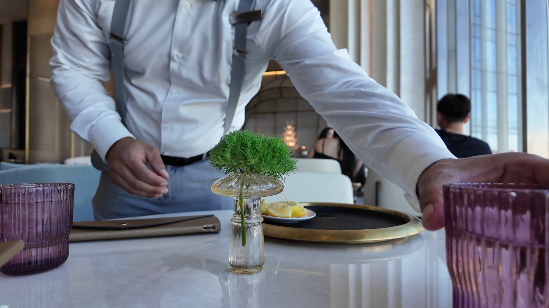 Closeup Of Waiter Delivering Drinks Food In Stock Footage SBV-352919747 ...