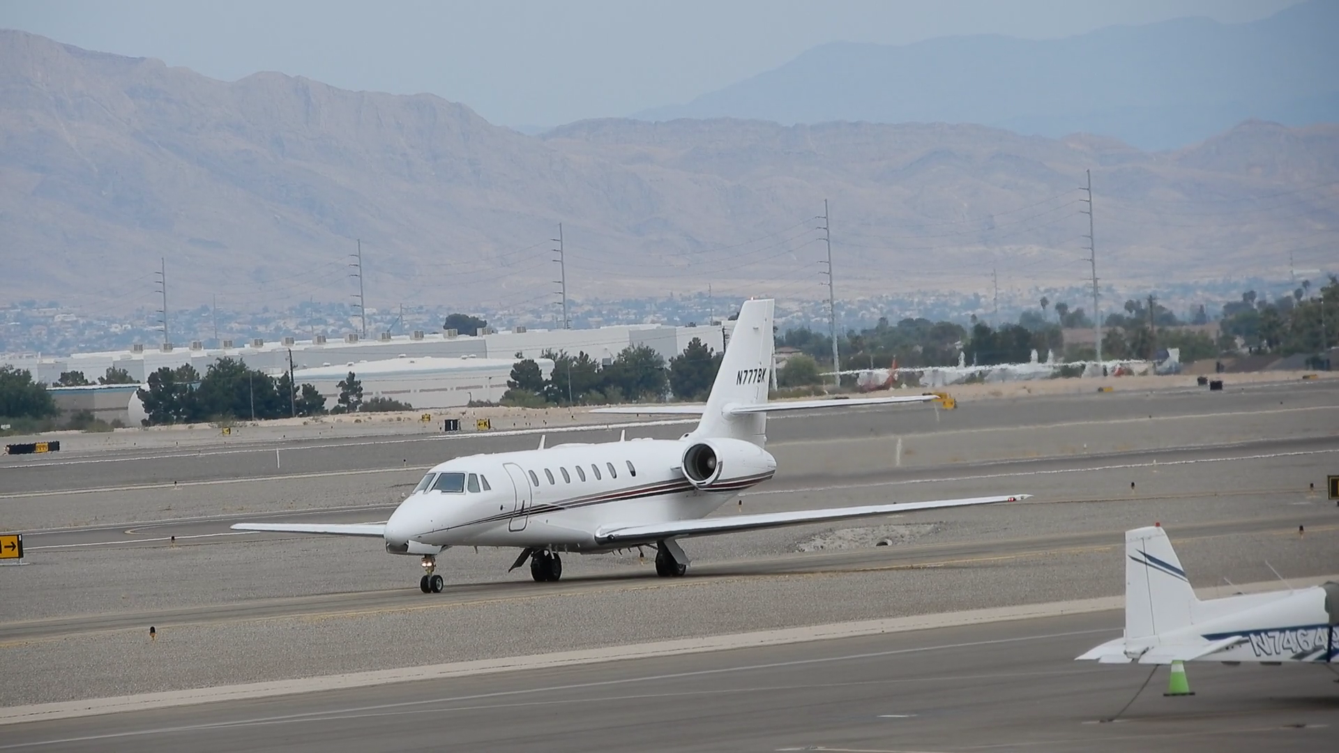 Corporate Jet On Desert Airport Runway Stock Footage SBV-352771752 ...