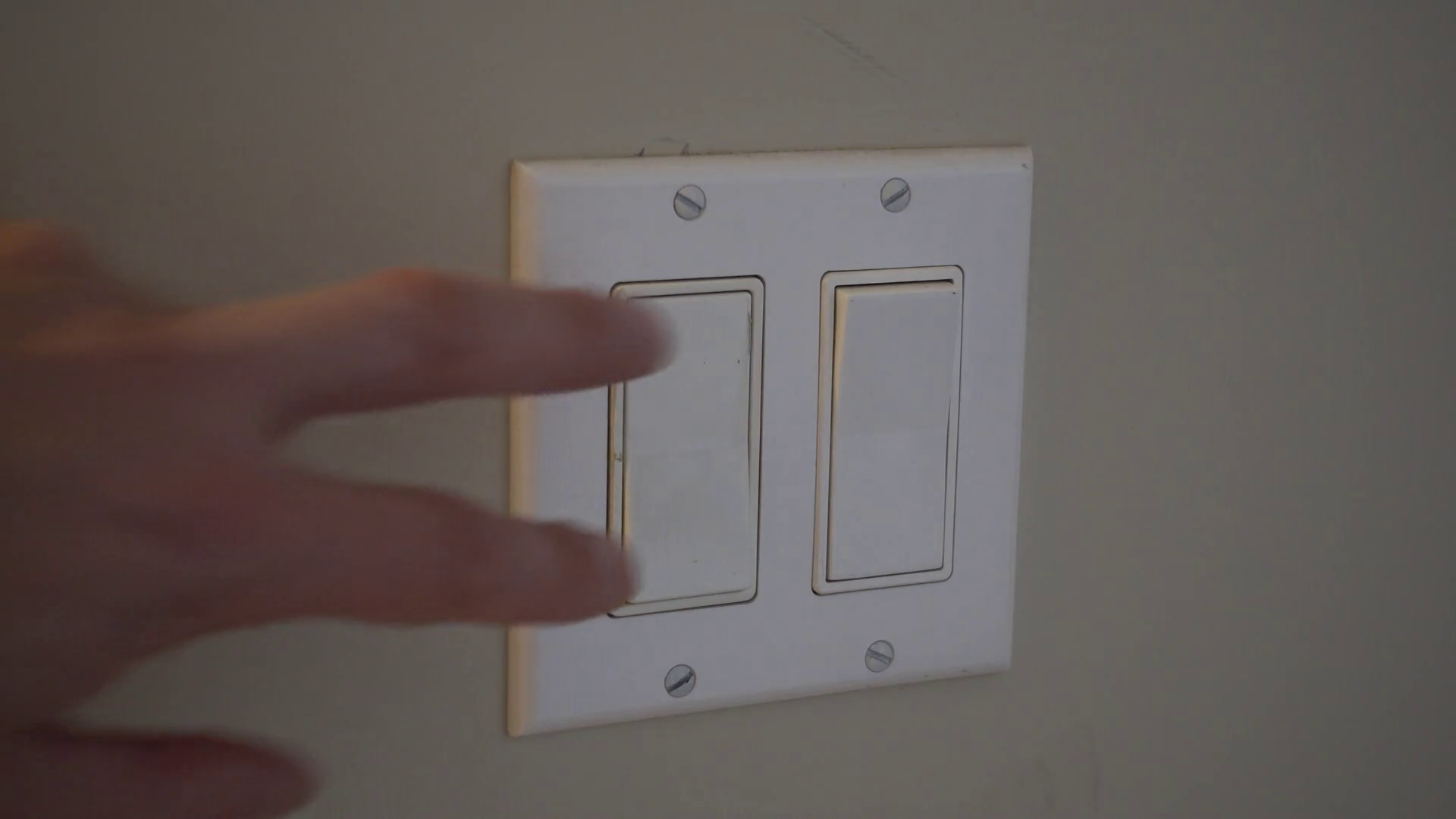 A Man's Hand Turns Off Light Switch In Stock Footage SBV-347769404 ...