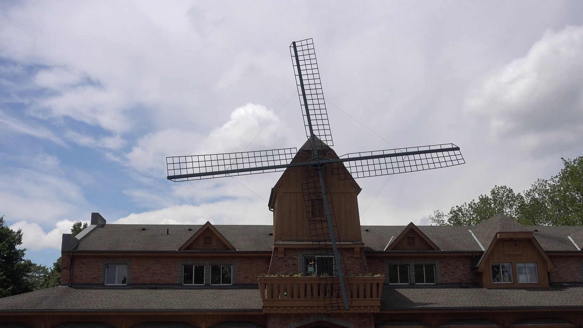 4 K Windmill Spinning With Clouds Moving Stock Footage SBV-347377953 ...