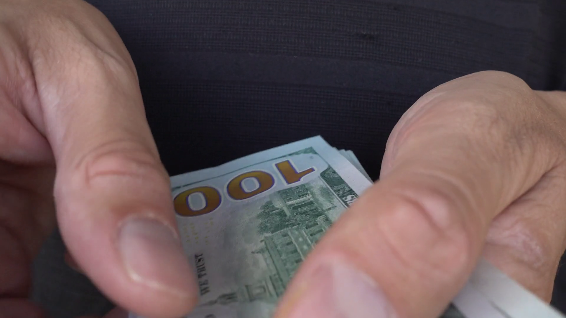 An Adult Counts Benjamins ($100 Bills) Close Stock Footage SBV ...