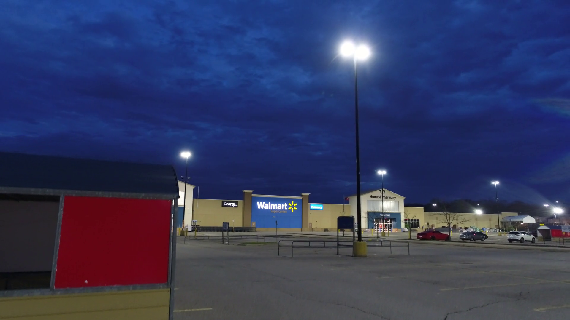 The Walmart Store At Night With Dark Blue Stock Footage SBV-347756277 ...