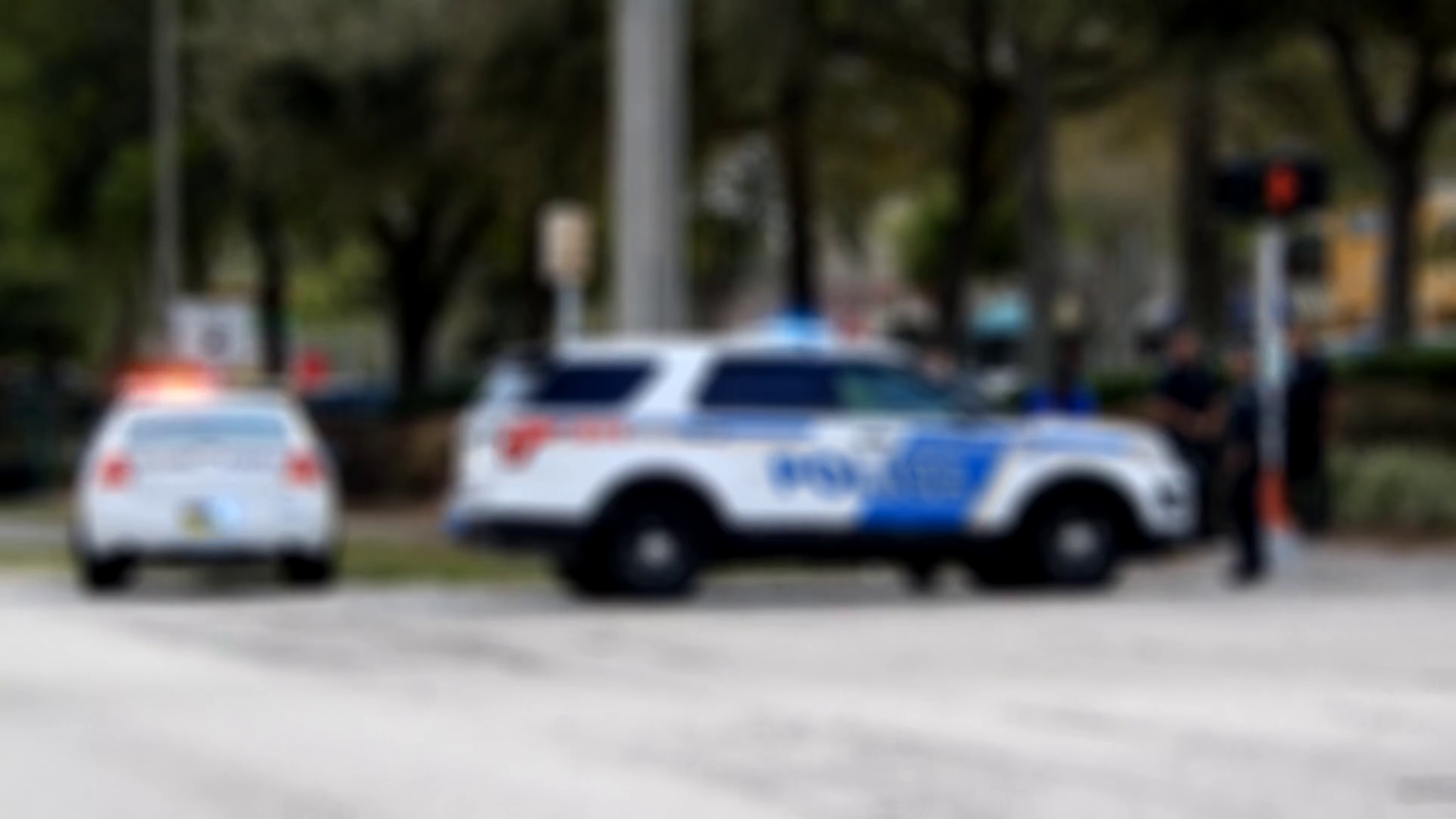 Blurred Police Cars Are Stopped At Stock Footage SBV-347715250 ...