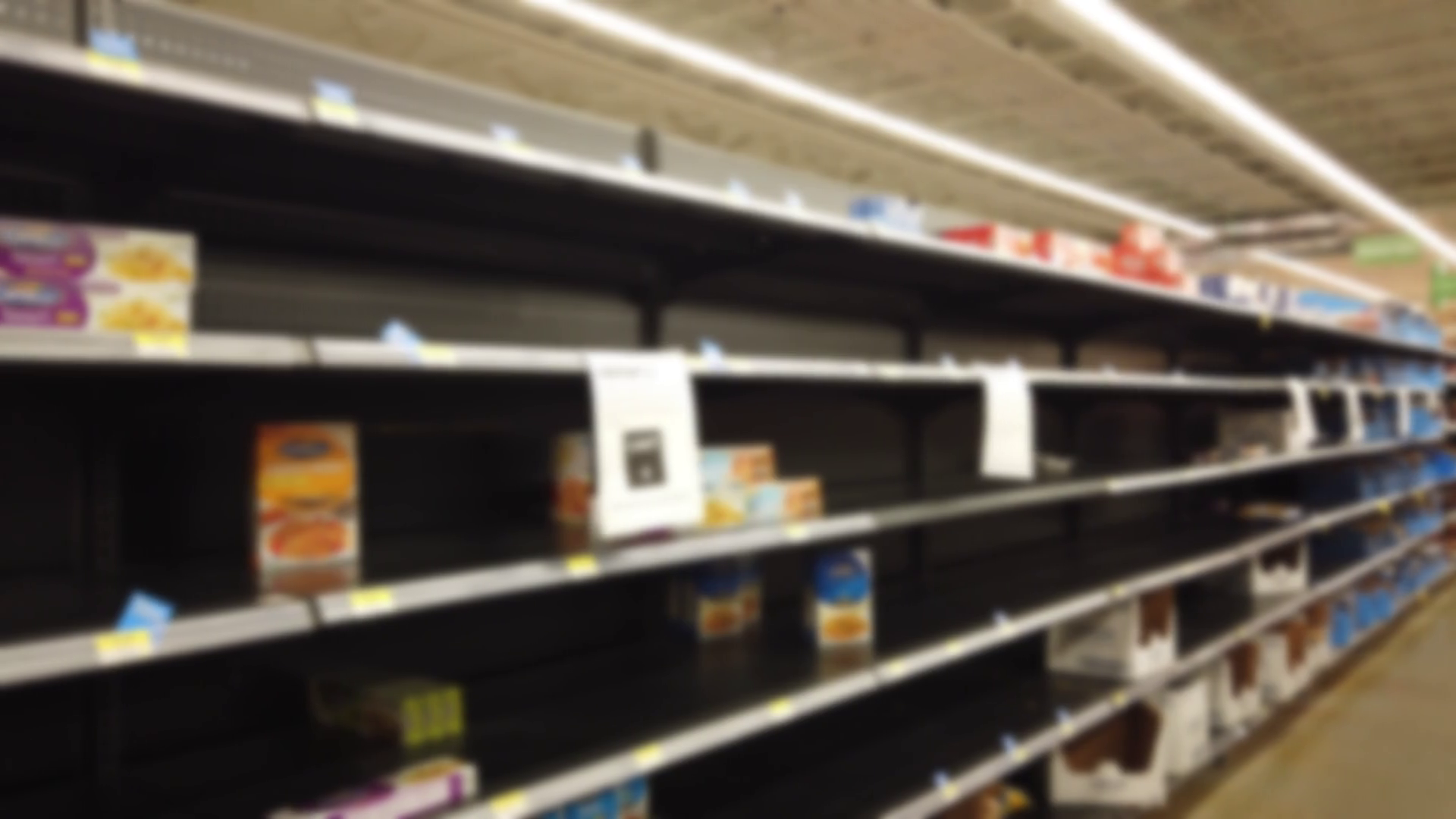 Blurred Panorama Reveals Empty Food Shelves Stock Footage SBV-347645786 ...