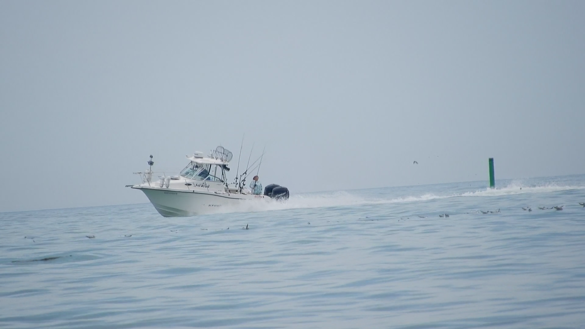 Boat Moves Rapidly On Ocean Heading Towards Stock Footage SBV-347645790 ...