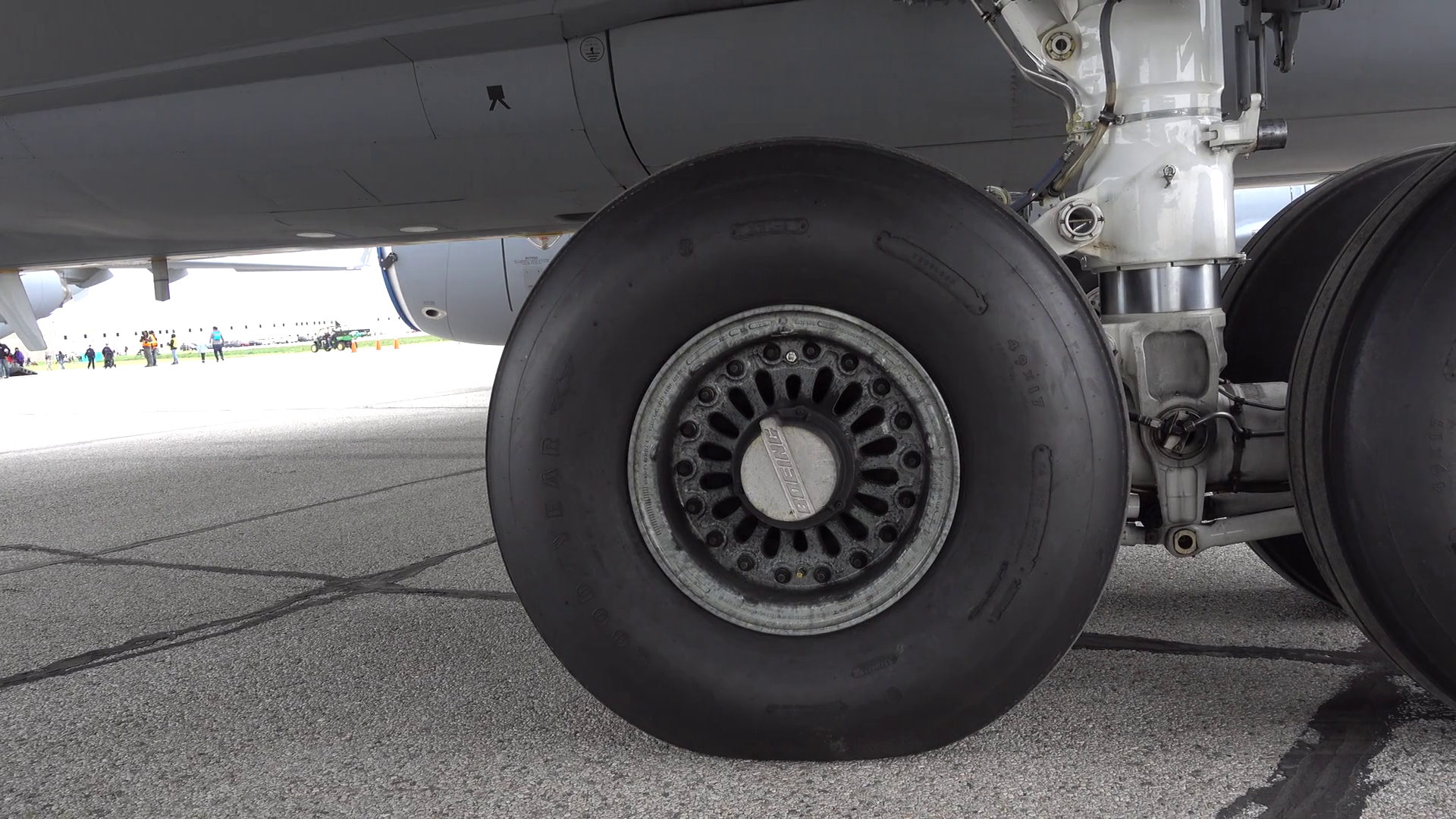 A Close-up Panorama Reveals Landing Wheels Stock Footage SBV-347652773 ...