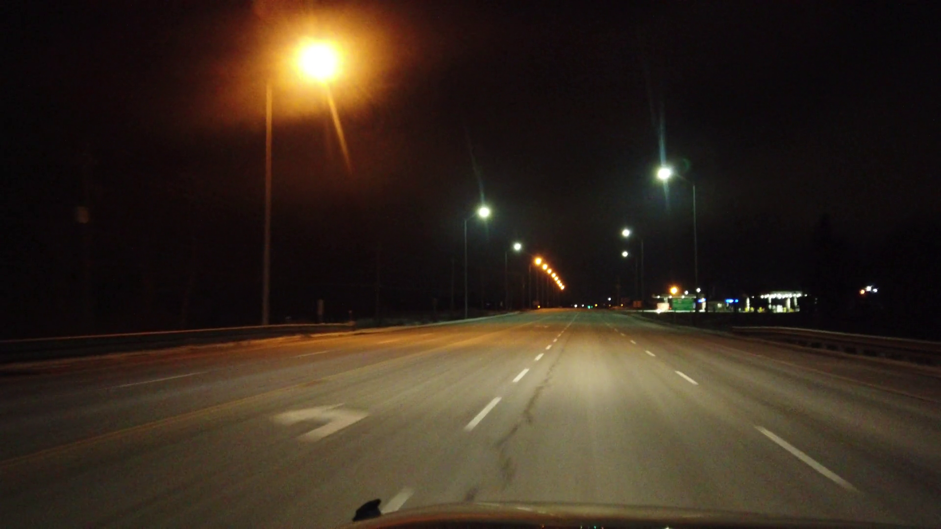 Driving Cruising Down Empty Highway At Night Stock Footage SBV ...