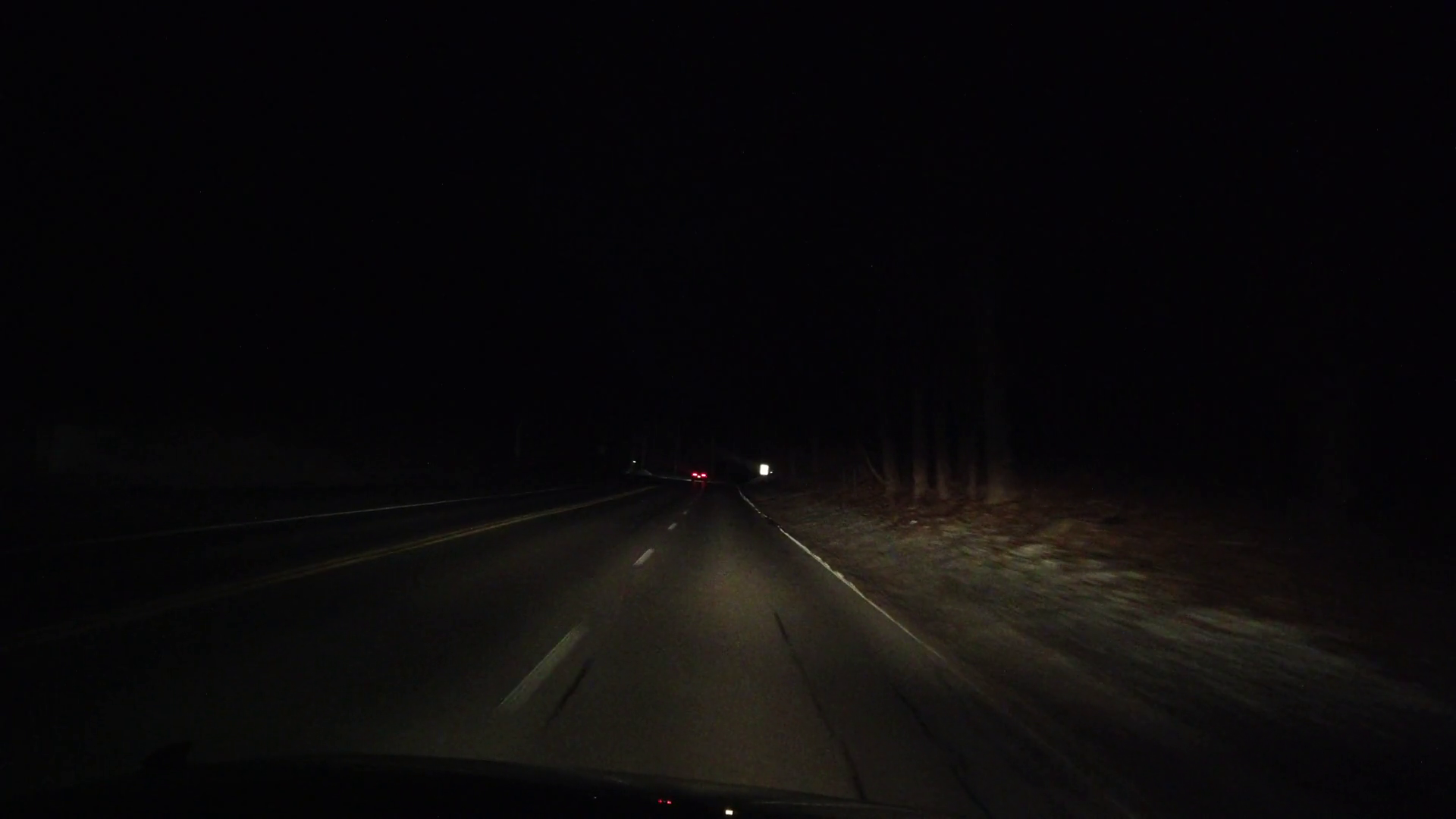 Following Car At Night On Road With Oncoming Stock Footage SBV ...