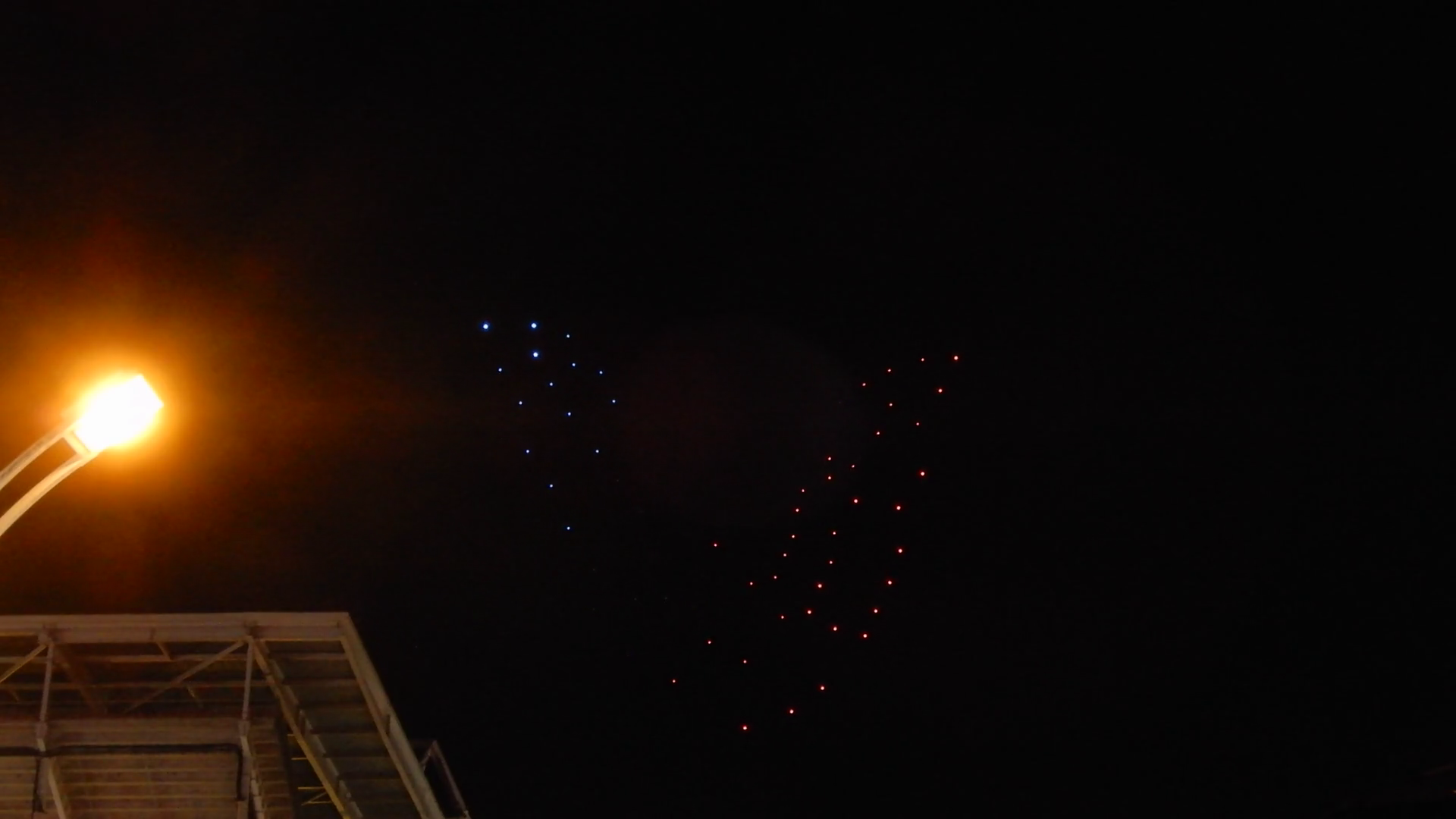 A Drone Light Show At Night Forms Words Cne Stock Footage SBV-347732137 ...