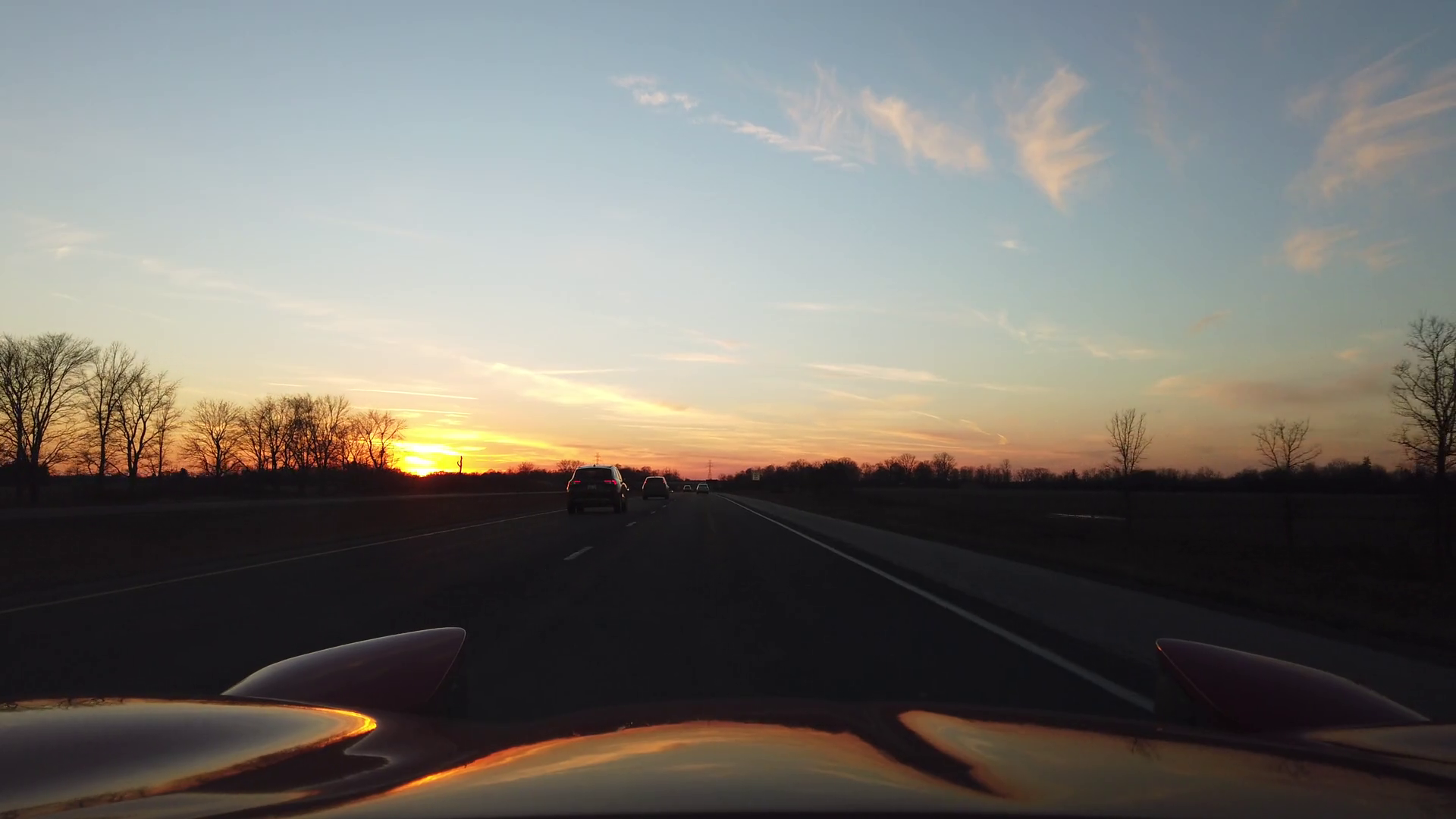 Sunset Driving On Highway In Red Sports Car Stock Footage SBV-348414085 ...