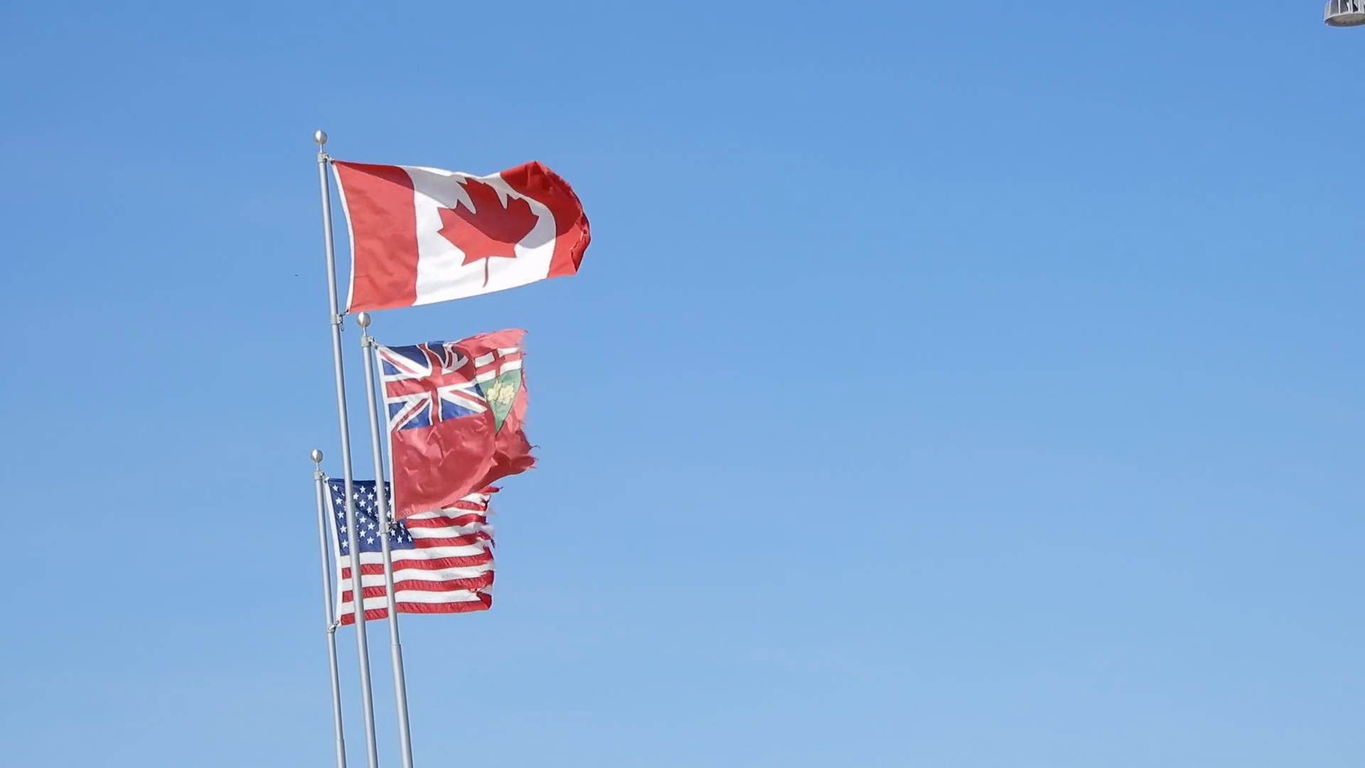 Flags Of Usa Canada Union Jack Blow In Wind Stock Footage SBV-347648268 ...