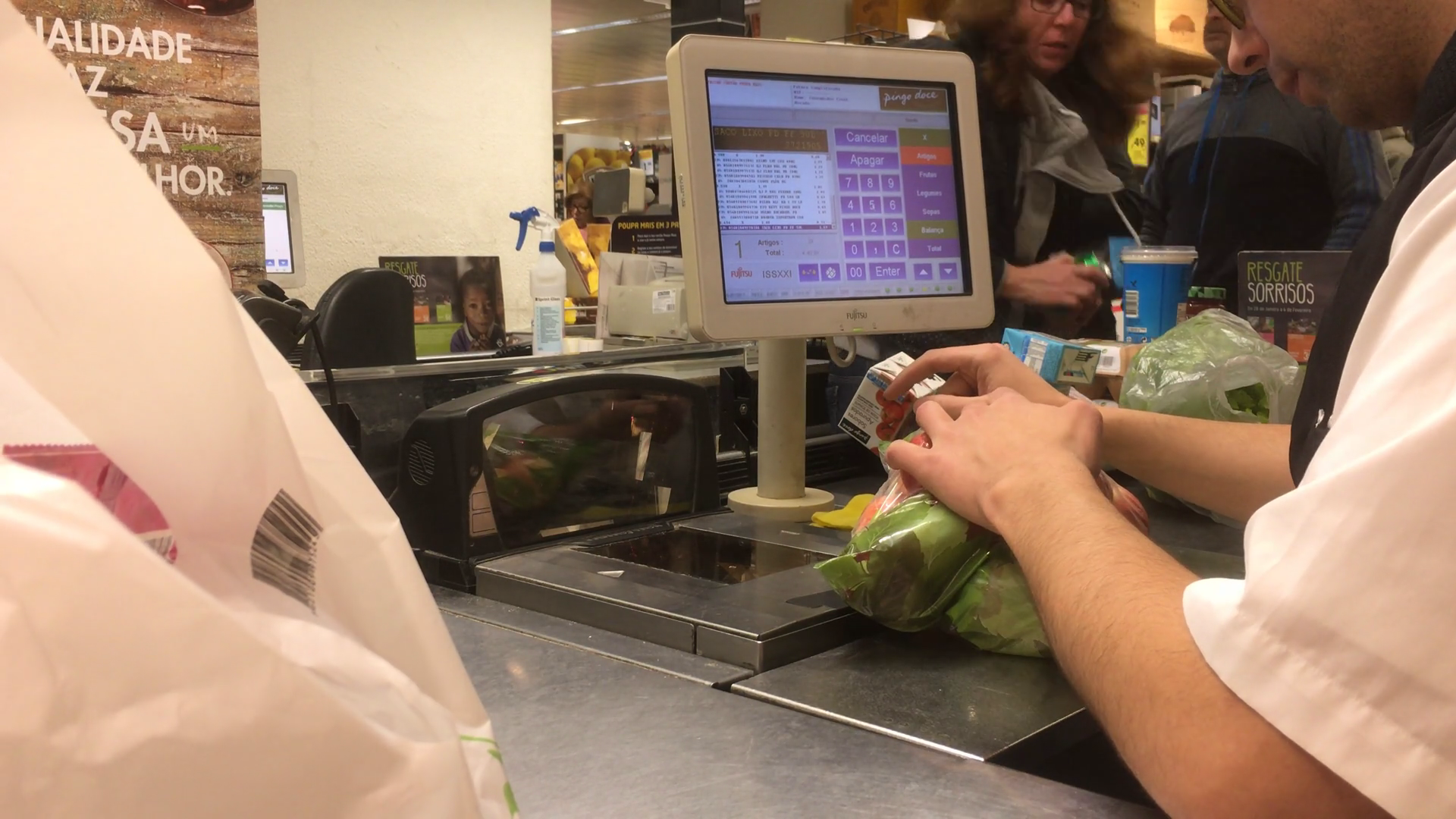 Supermarket Cashier Calculates Price In Cash Stock Footage SBV ...