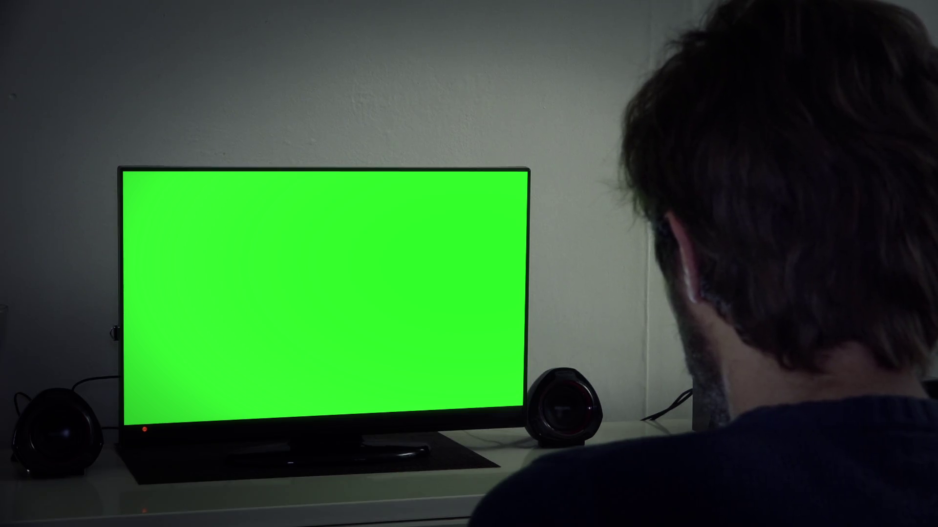 Night Time Man Watching Tv Green Screen Stock Footage SBV-351908418 ...