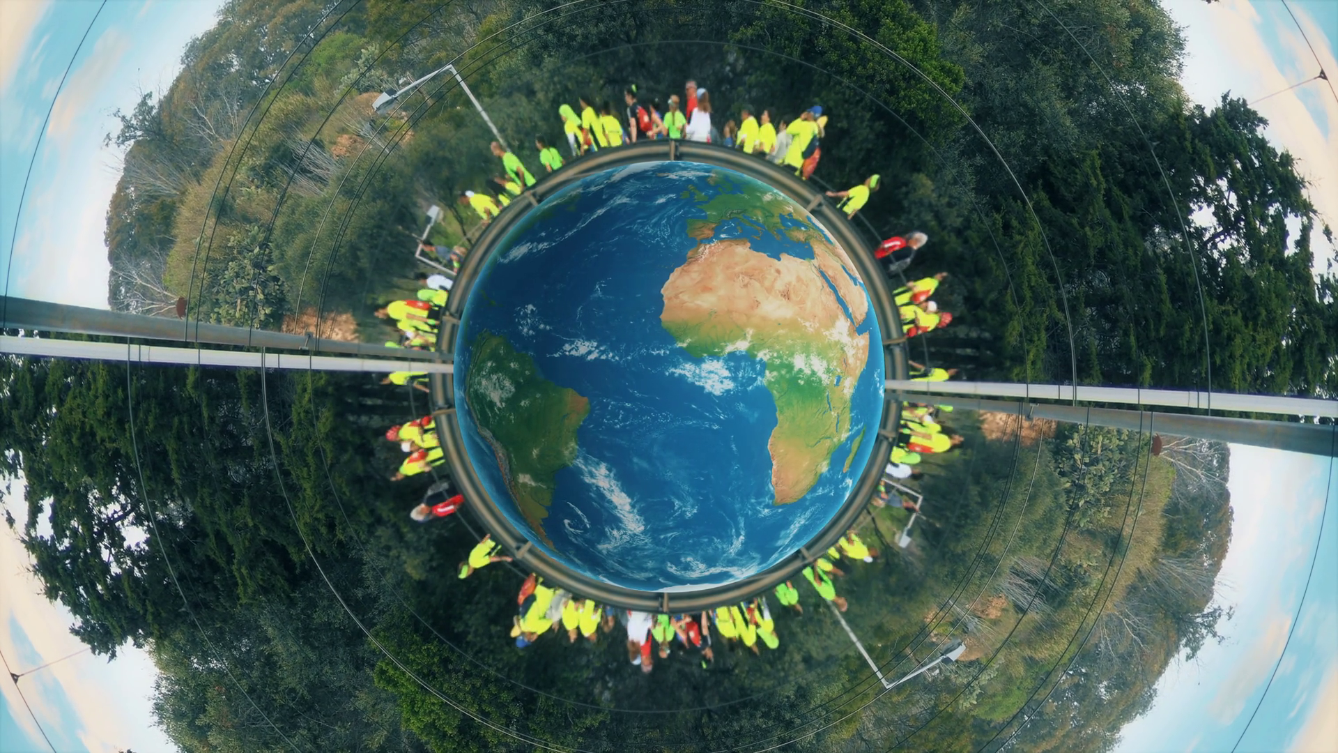 People Running Around Spinning Earth Globe Stock Footage SBV-352277916 ...