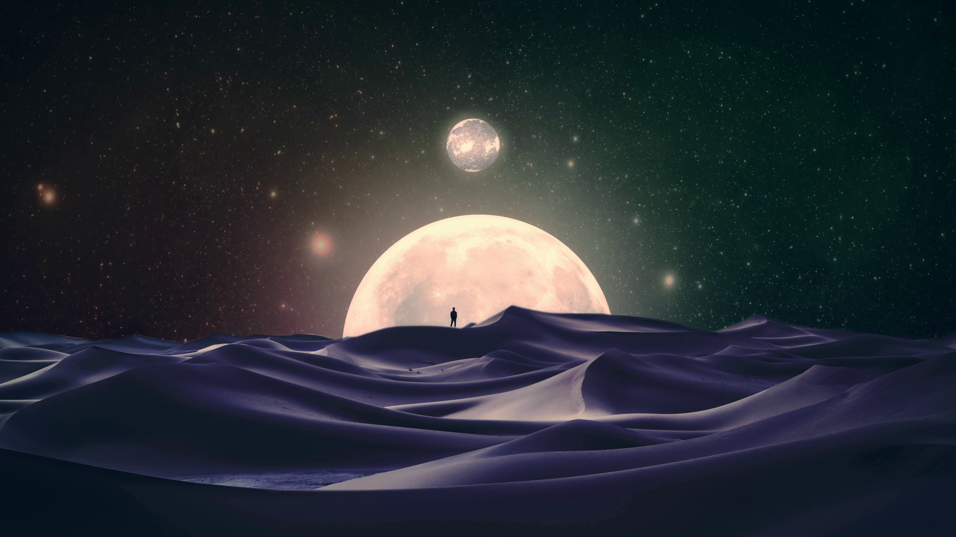 Man Dunes Moon Space Planets Surreal Stock Footage SBV-352365183 - Storyblocks