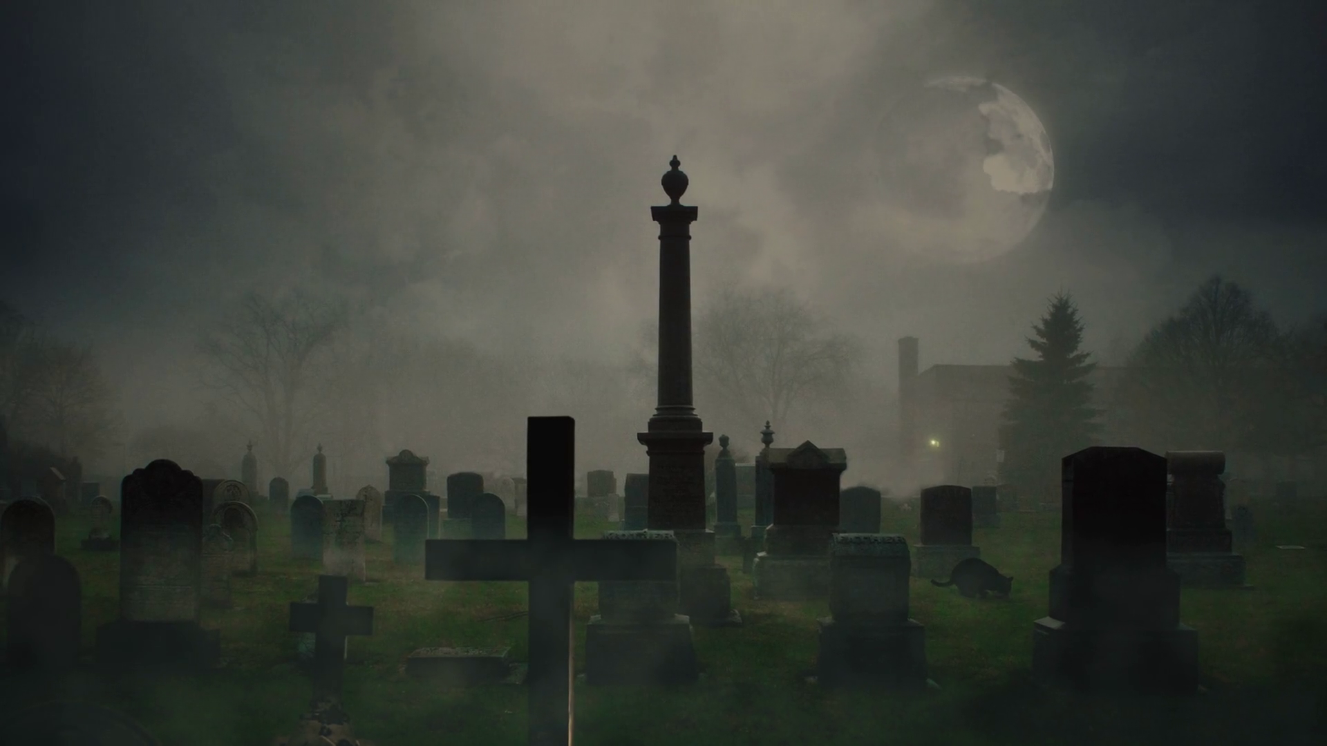 Moonlight Graveyard Tombstones Cemetery Stock Footage SBV-352414416 ...