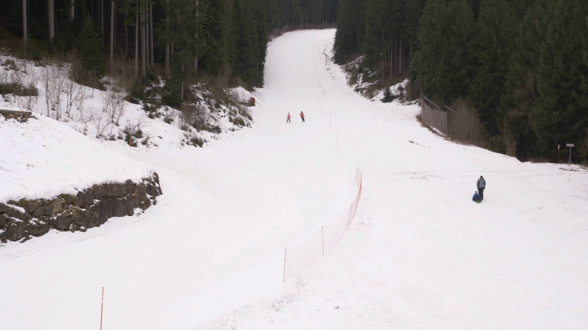 Ski Slope Aerial View Skiers Going Downhill Stock Footage SBV-352166182 ...