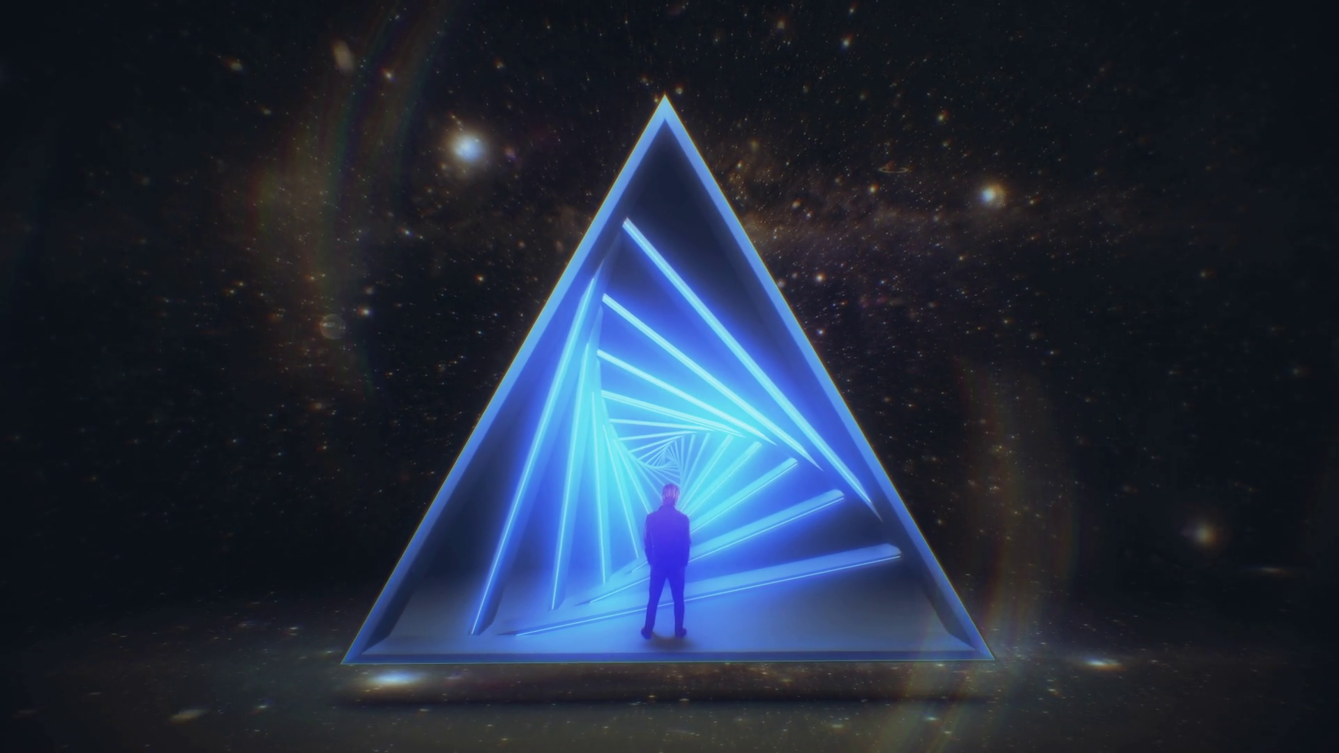 Surreal Space Pyramid Man Galactic Travel Stock Footage SBV-352429529 ...