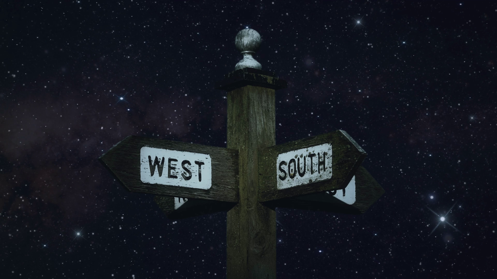Signpost North South East West Starry Space Stock Footage SBV-352427981 ...