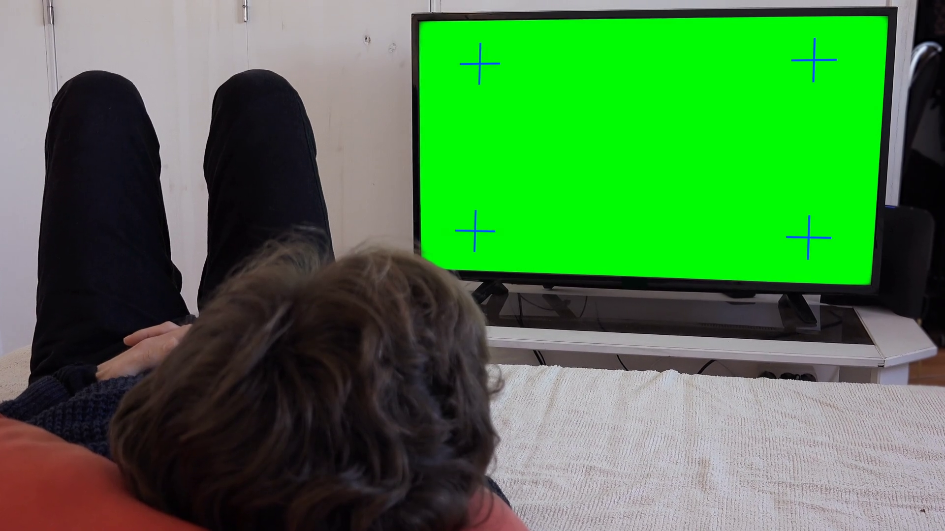 Man In Bed Watching Tv Green Screen Zoom In Stock Footage SBV-351927343 ...