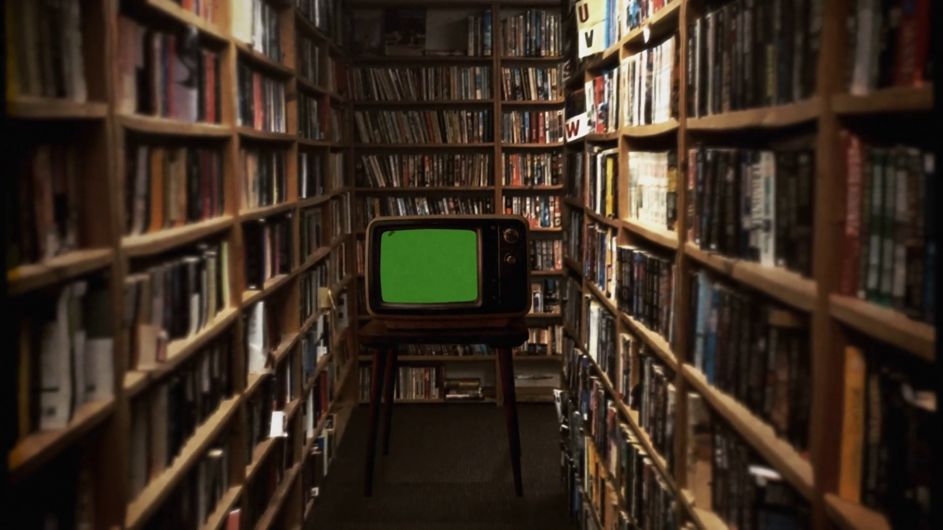 Green Screen Tv Library Bookshelves Retro Stock Footage SBV-352677609 ...