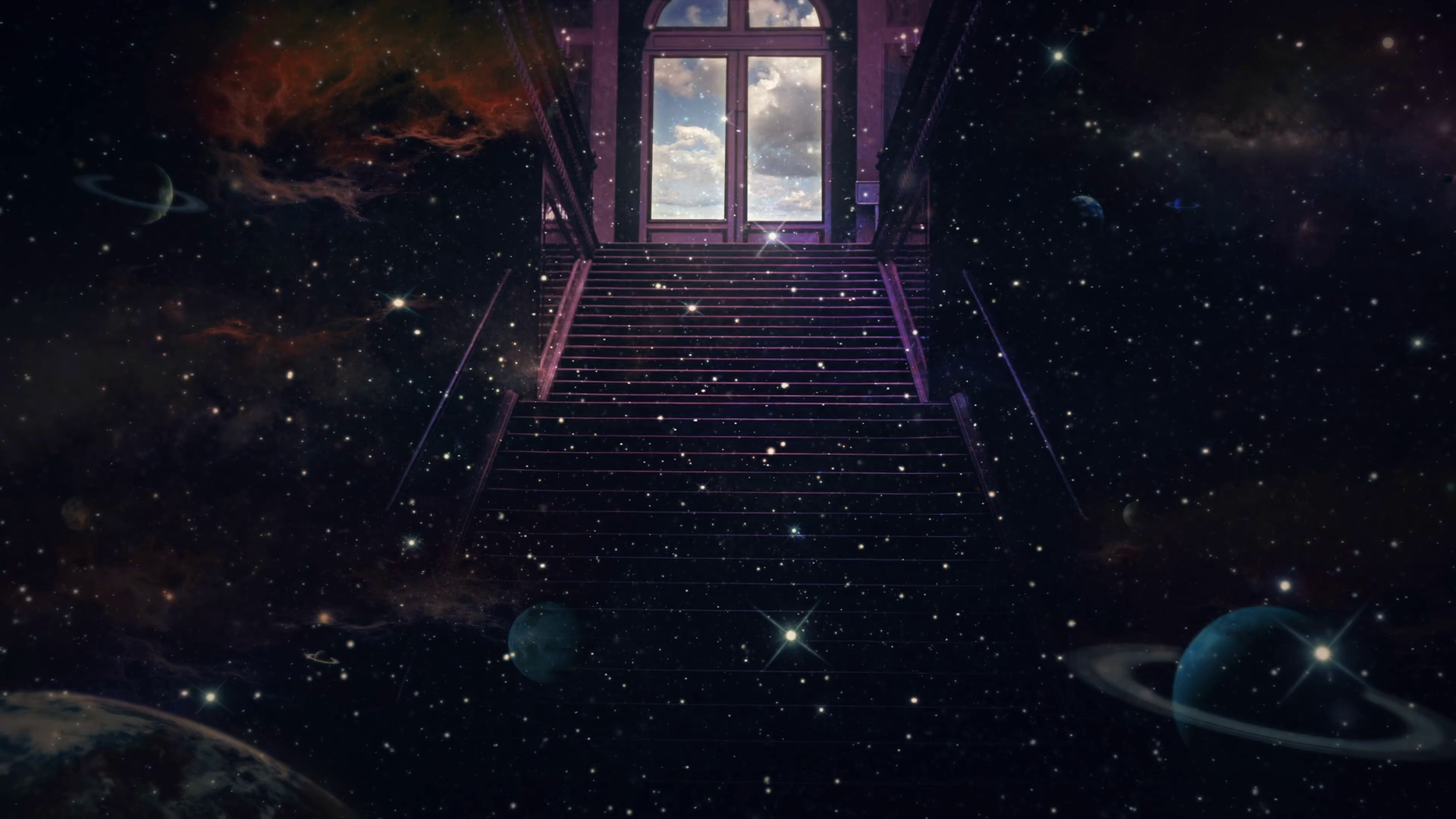 Space Stairway Clouds Door Planets Dimension Stock Footage SBV ...