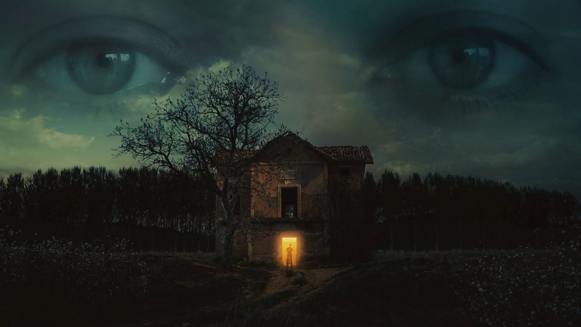 Spooky Old House Eyes Lurking Man Haunted Stock Footage SBV-352337627 ...