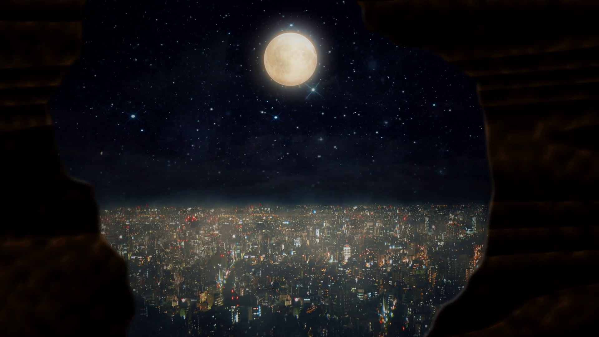 Moonlight City Skyline Zooming Hollow Trunk Stock Footage SBV-352349261 ...