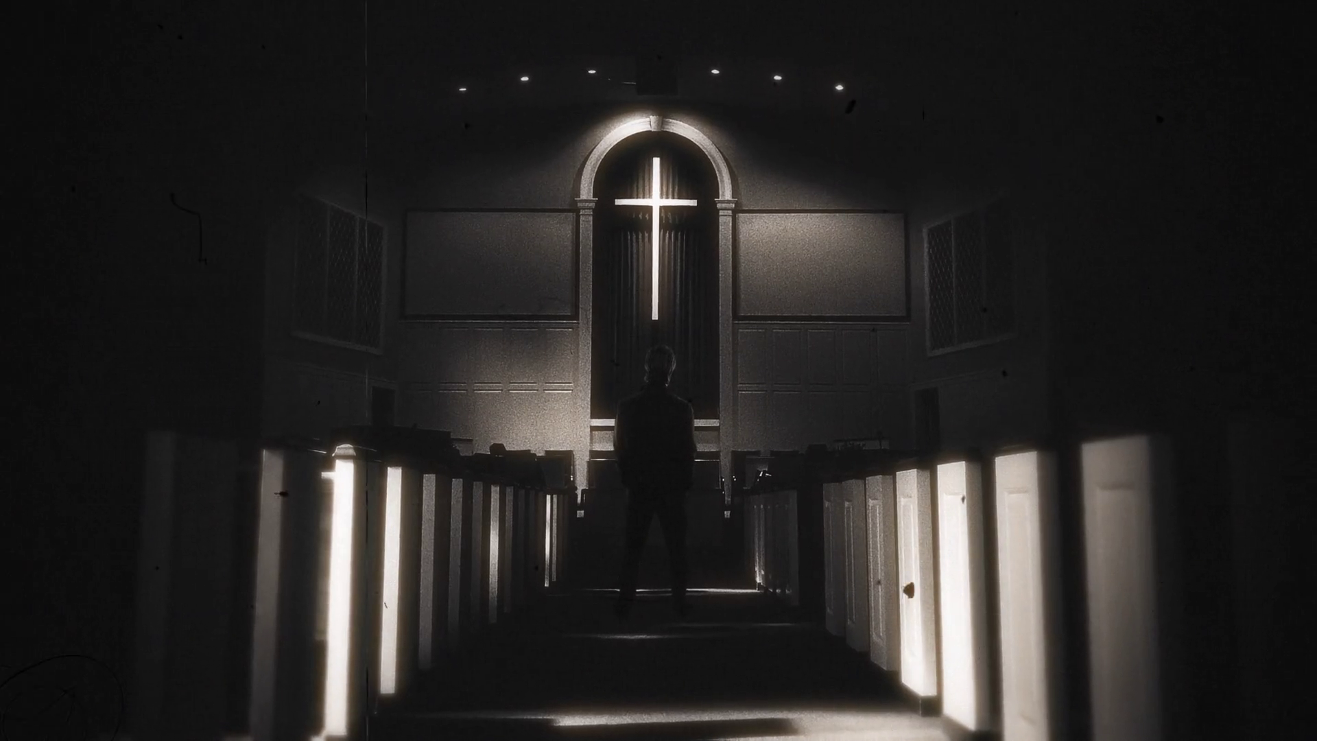 Man Church Cross Zoom In Interior Chapel Stock Footage SBV-352349109 ...