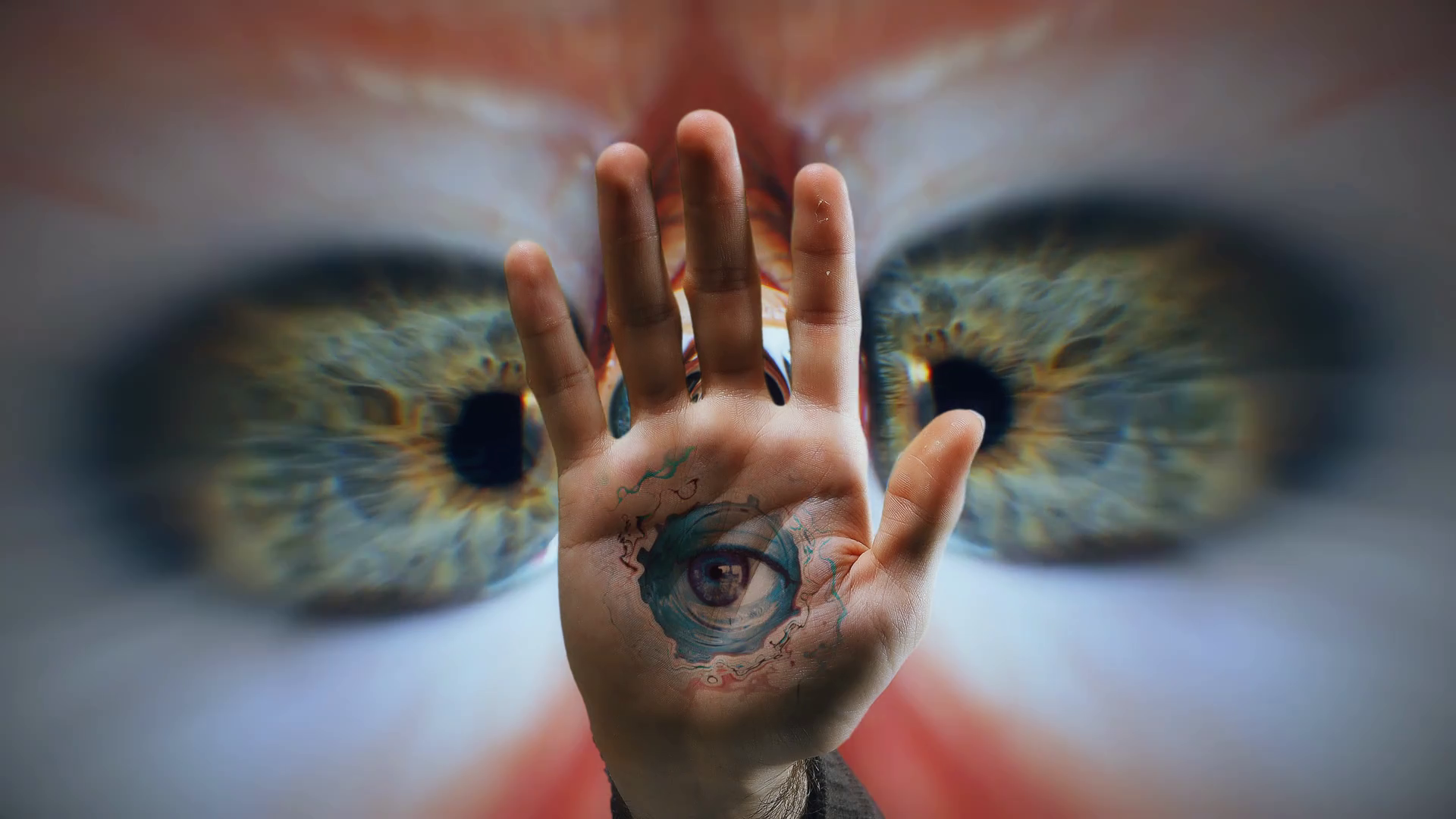 Palm Hand Eyeball Hypnotic Stare Eyes Tunnel Stock Footage SBV ...