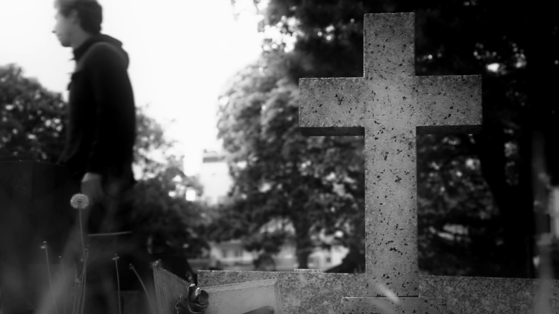 Cemetery Scene Of Man Crying At Tombstone Stock Footage SBV-352116332 ...