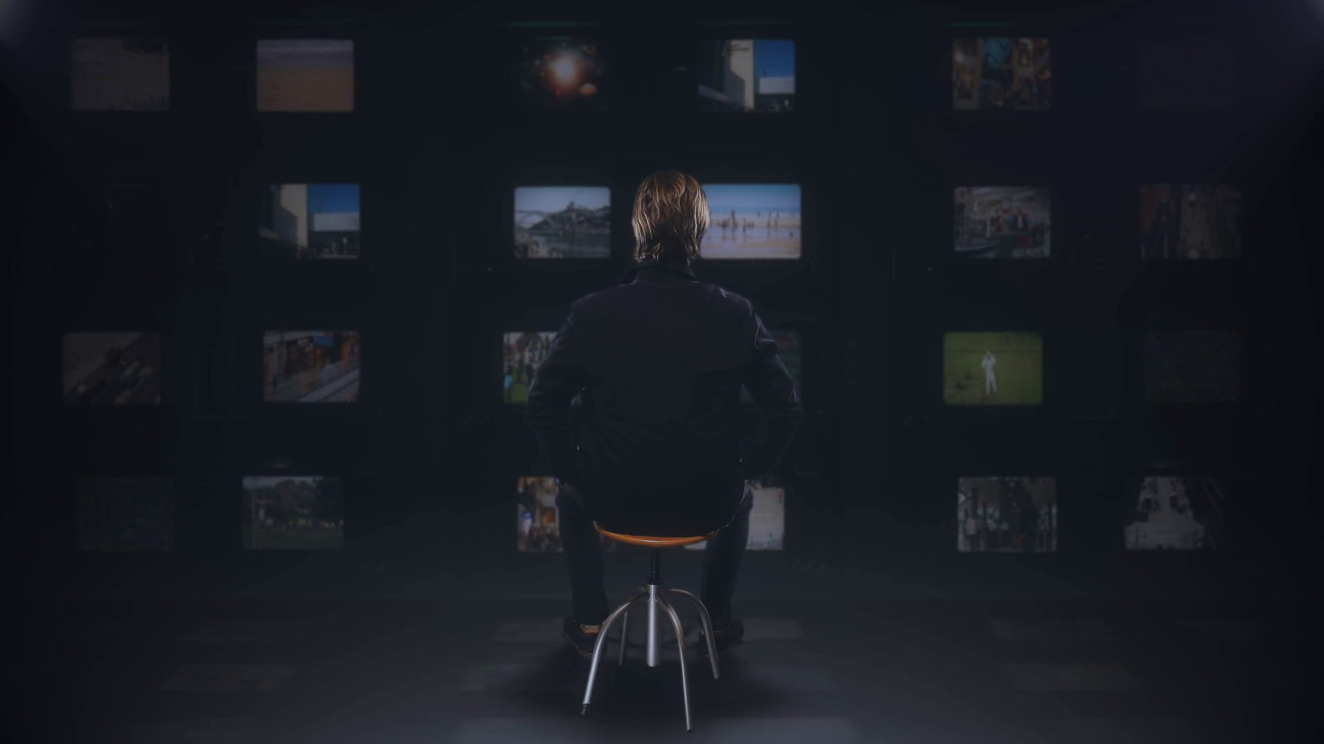 Watching Multiscreen Television Monitors Man Stock Footage SBV ...