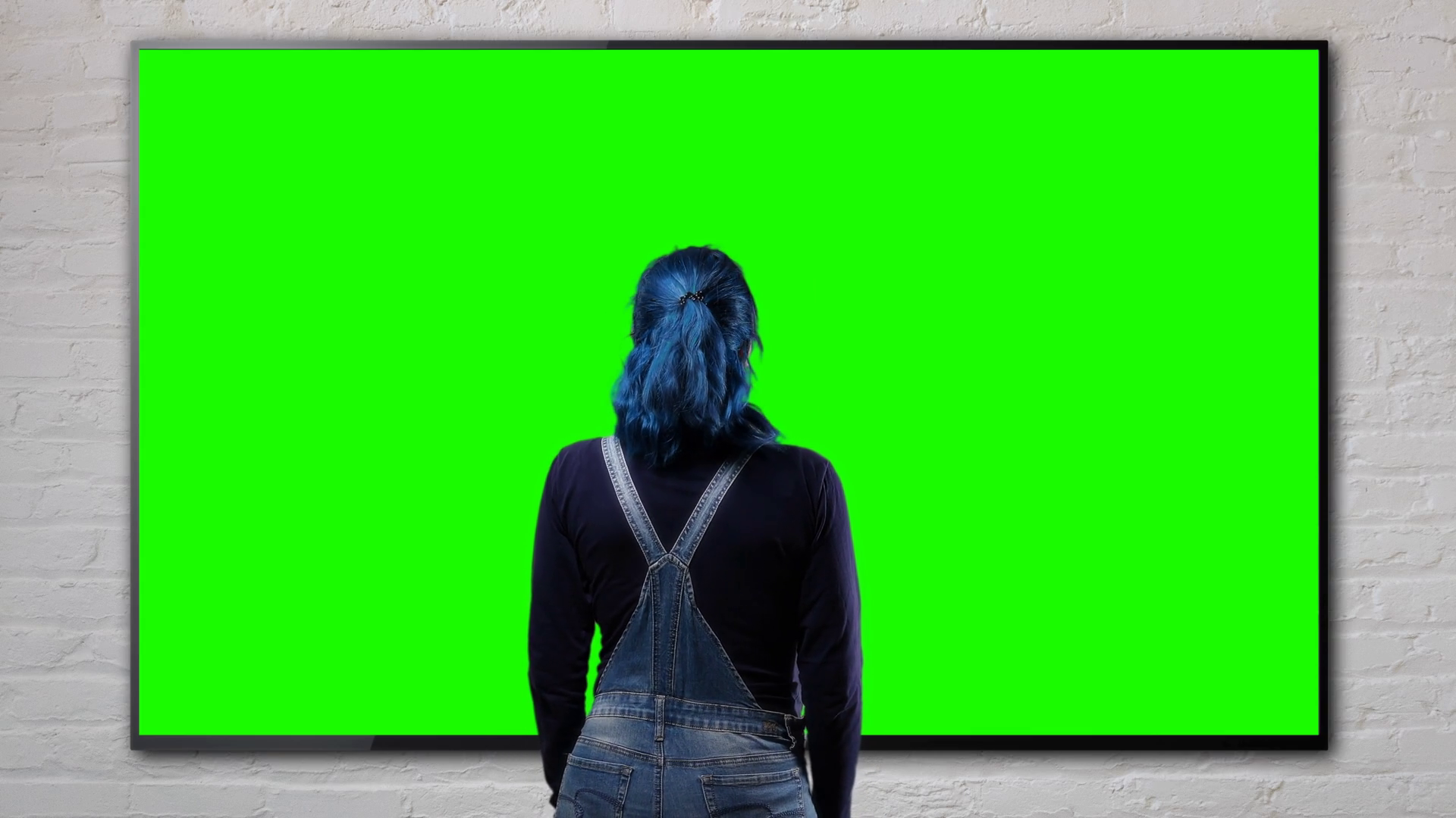 Woman Watching Tv Green Screen On Wall Big Stock Footage SBV-352324871 ...